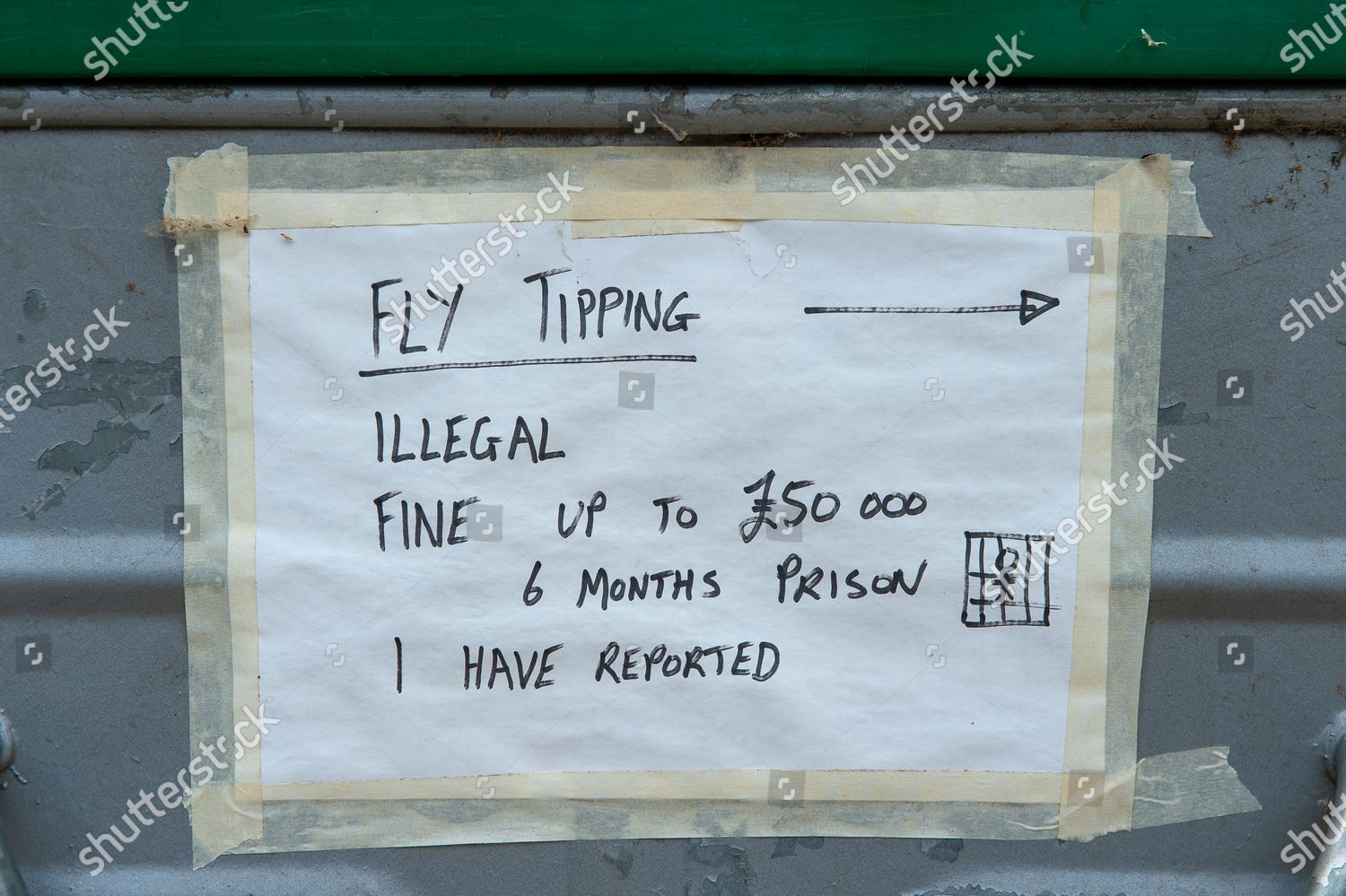 Fly Tipping Signs Next Communal Bins Editorial Stock Photo - Stock ...