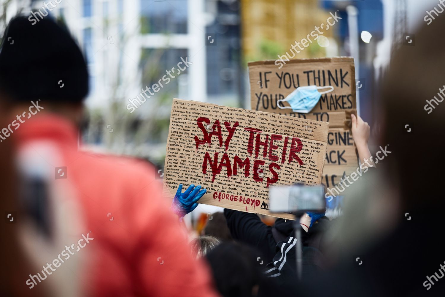 Protester Holds Placard Showing Names Black Editorial Stock Photo ...