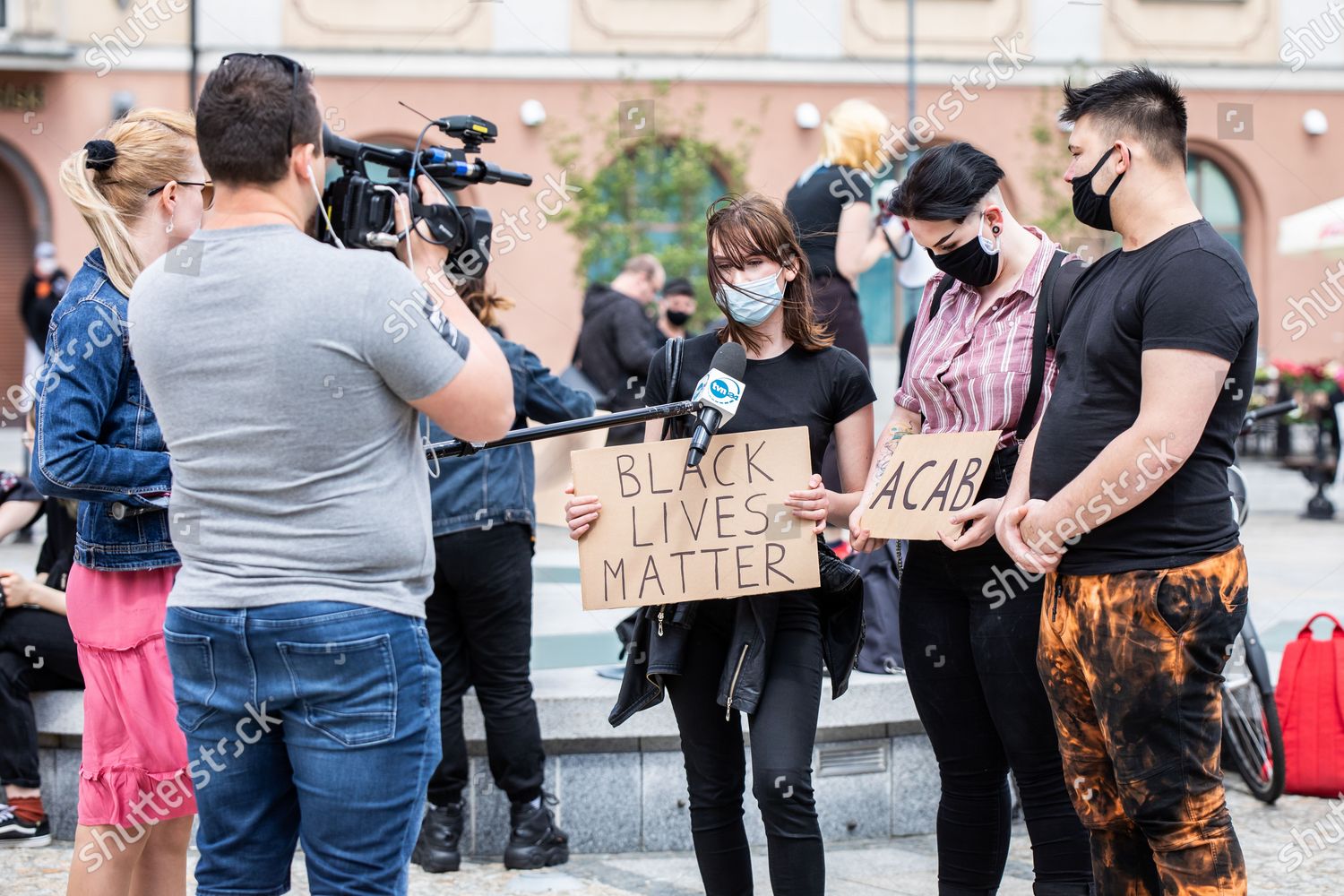 Protesters Gives Interview During Demonstrations the Editorial Stock ...