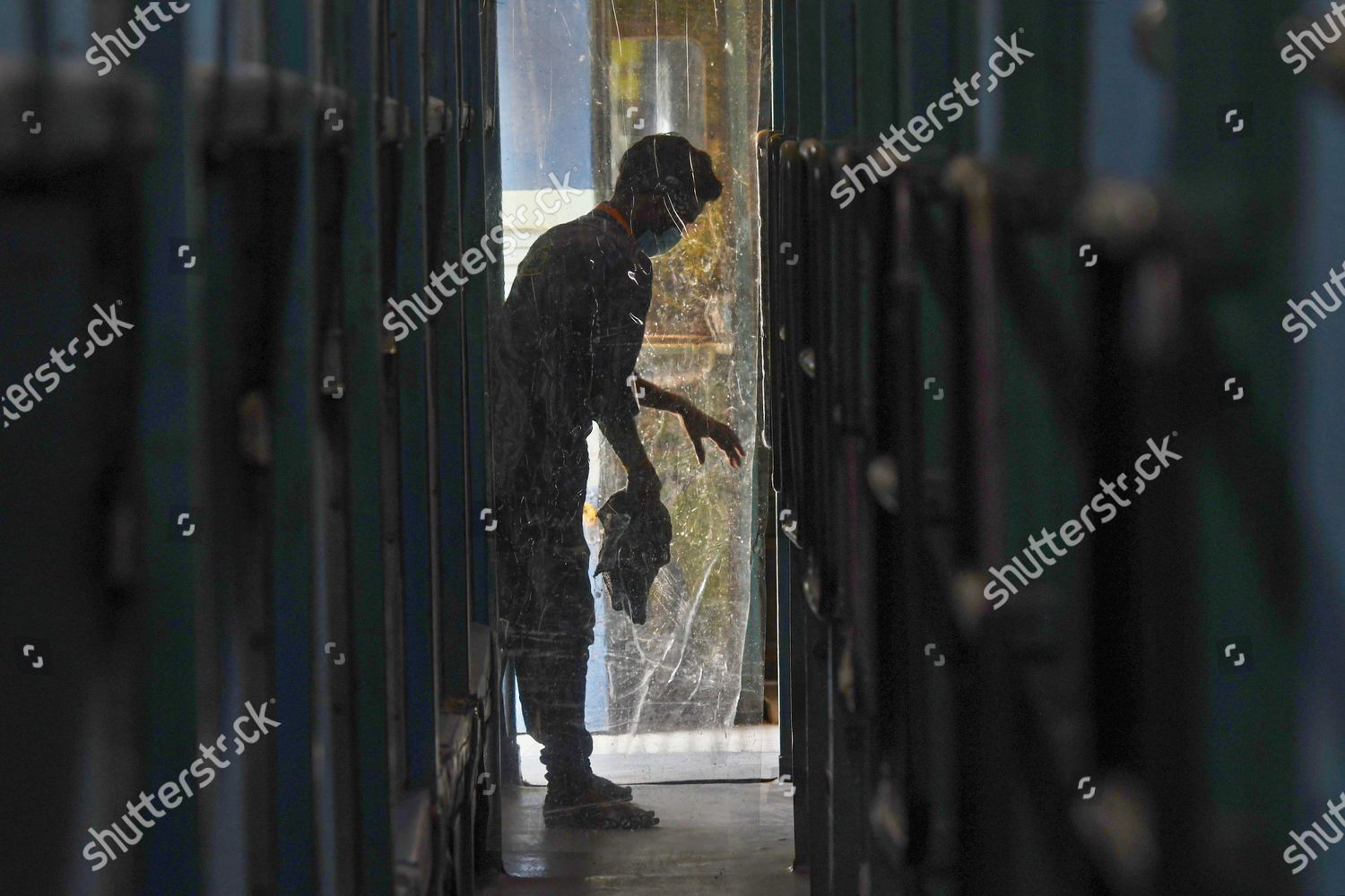 Worker Cleans Plastic Partition Train Coach Editorial Stock Photo ...