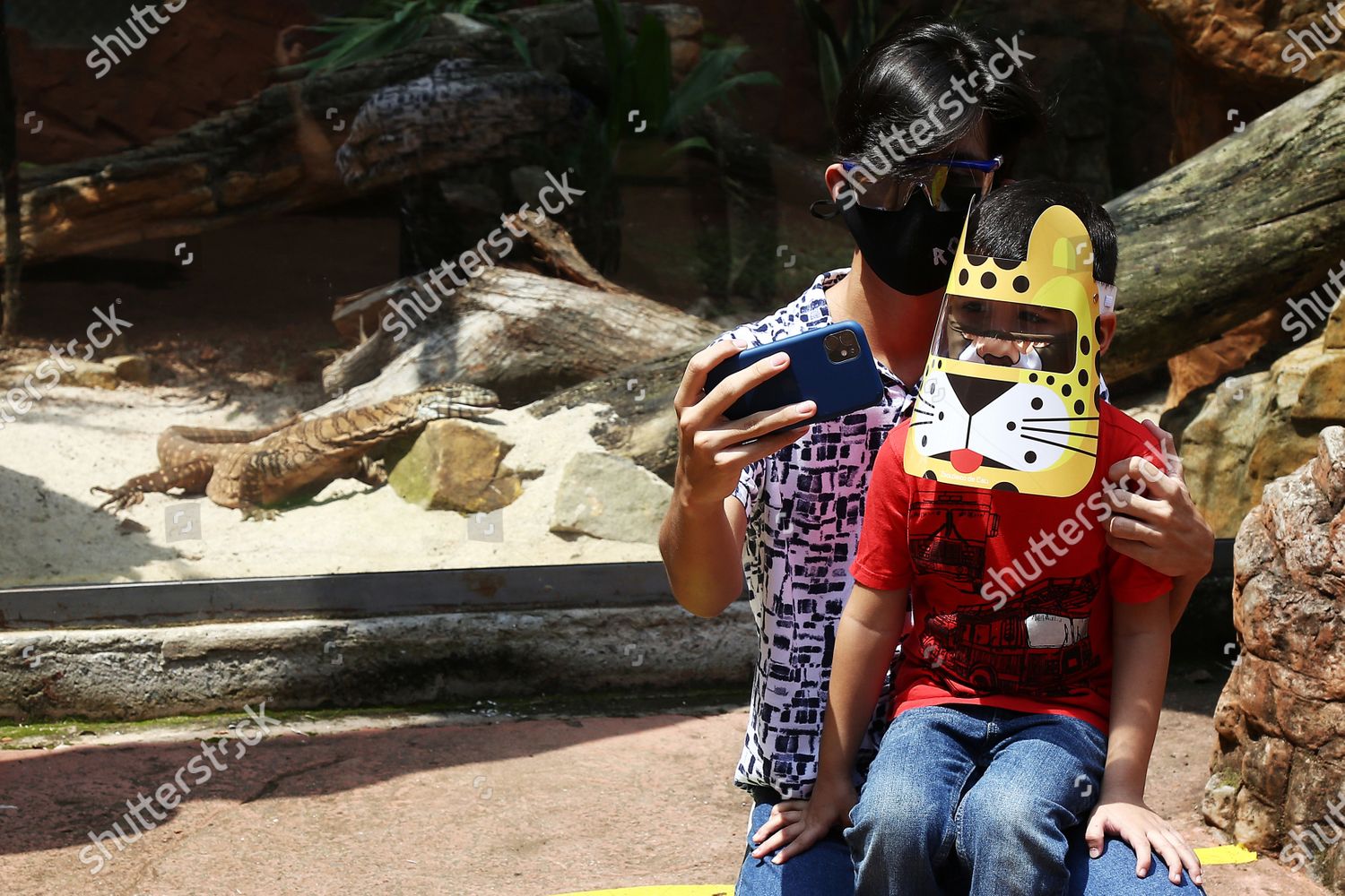 Kid His Brother Wearing Mask Takes Editorial Stock Photo - Stock Image ...