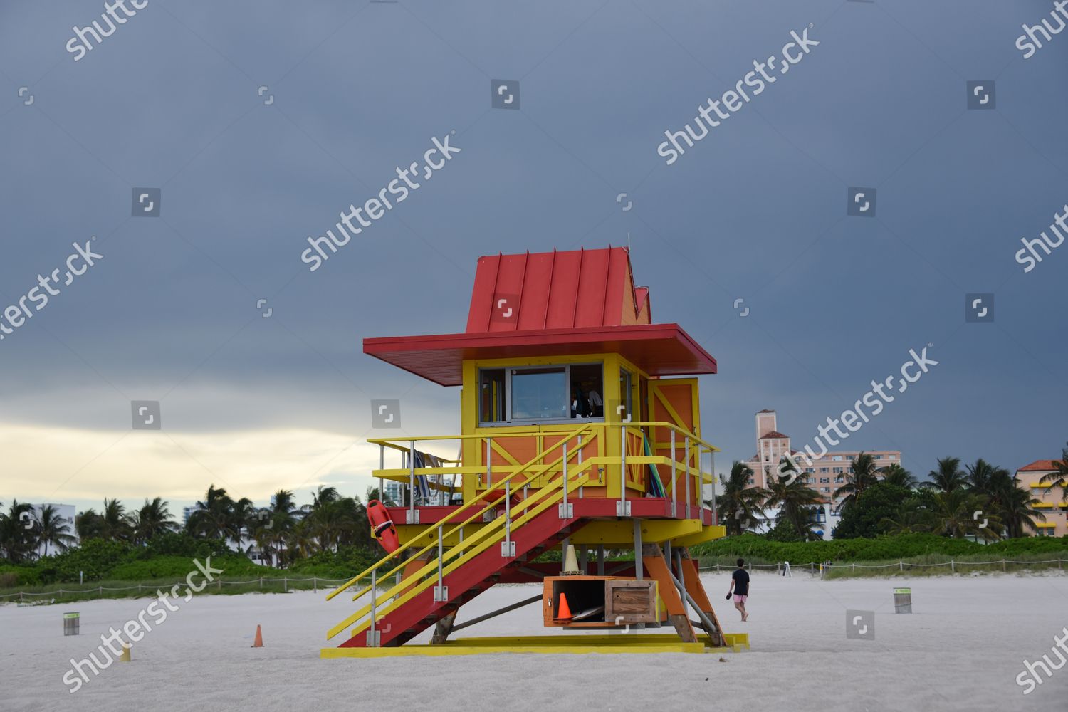 Lifeguard Stand Ocean Drive Background Dozen Editorial Stock Photo ...