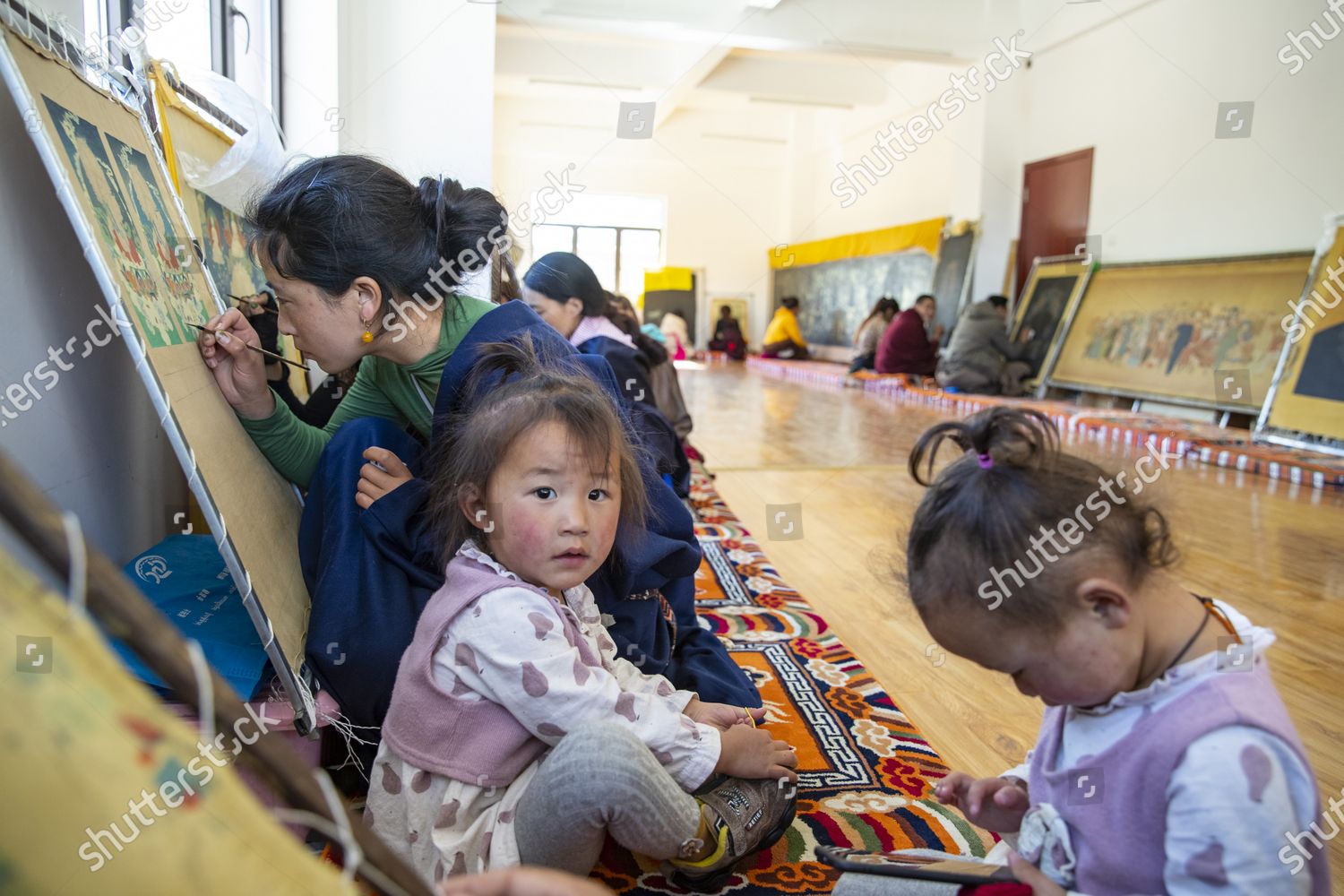 Villager Accompanied By Her Twin Daughters Editorial Stock Photo ... Villager Accompanied By Her Twin Daughters Editorial Stock Photo ...