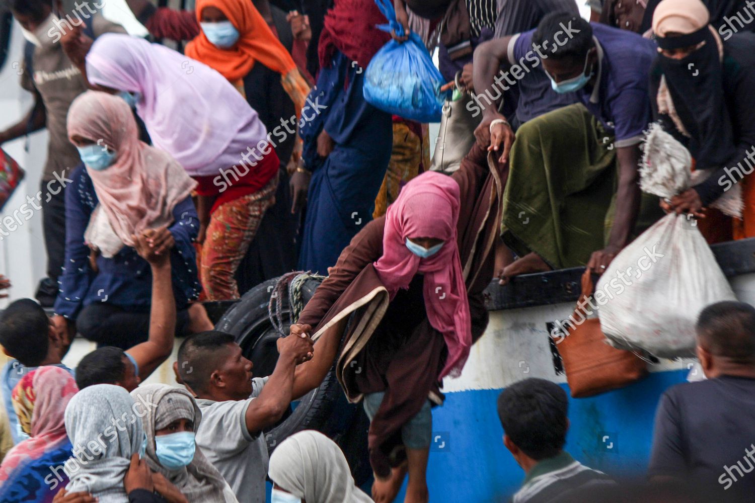 Stranded Residents Getting Off Boat After Editorial Stock Photo - Stock ...