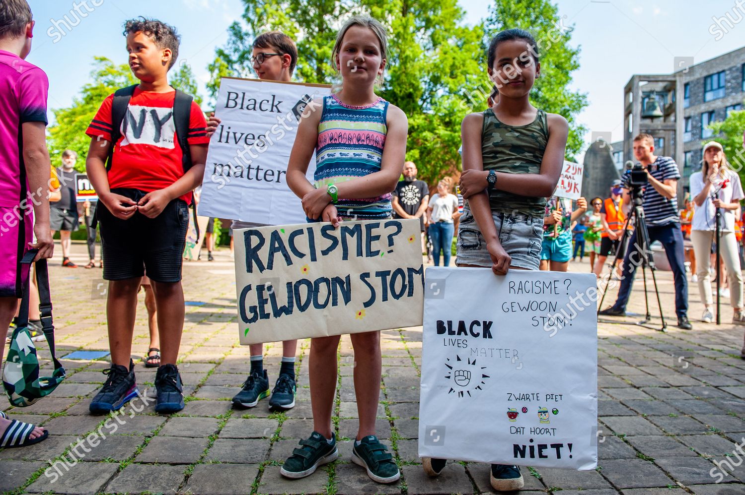 Children Hold Anti Racist Placards During Editorial Stock Photo - Stock ...