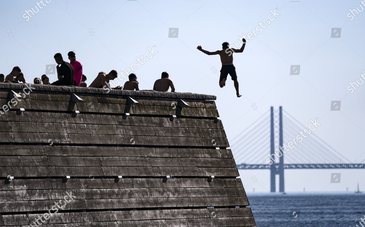 People Jump Swim Jetty During Heatwave Editorial Stock Photo - Stock ...