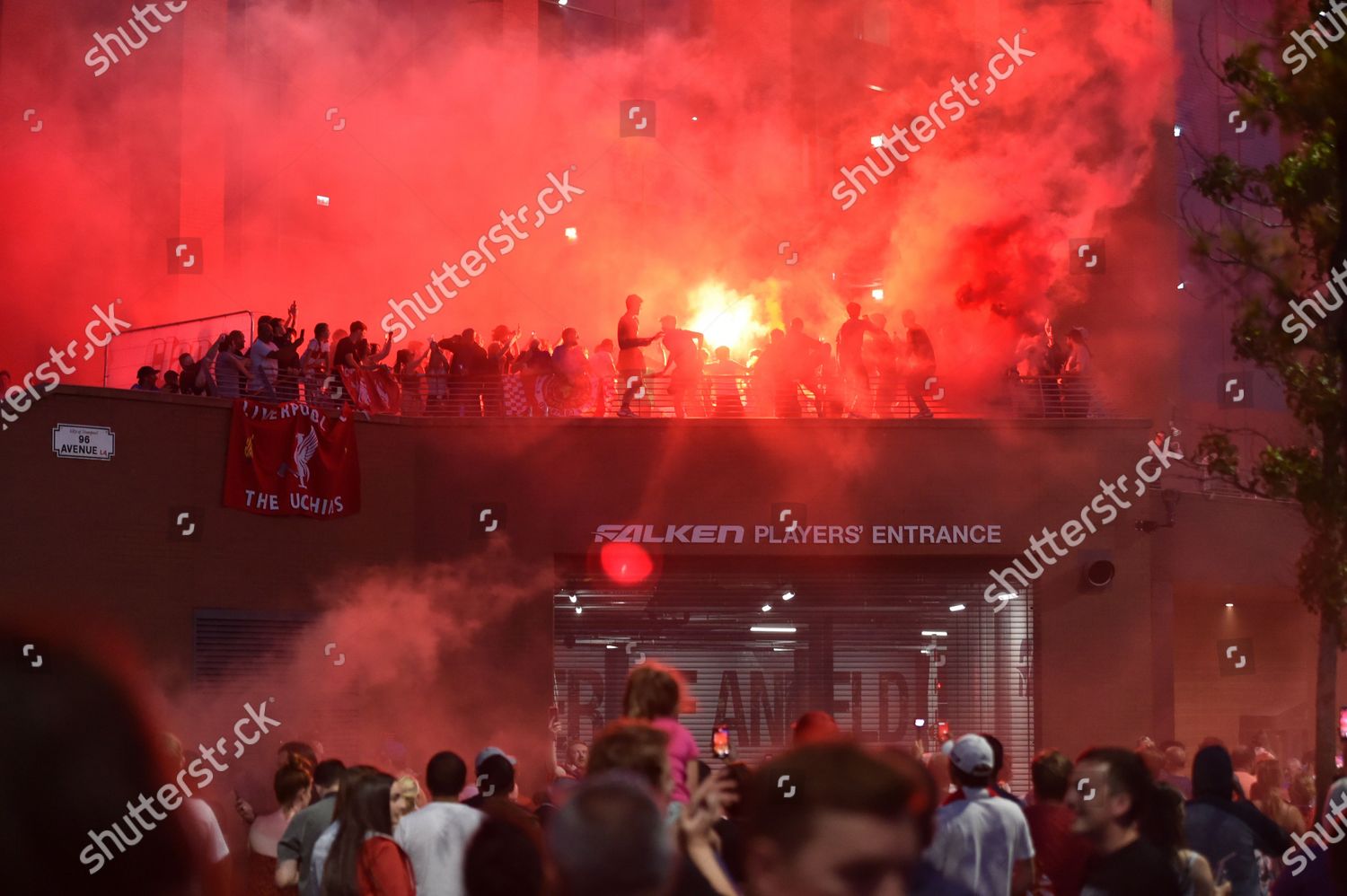 Ecstatic Liverpool Fans Celebrate Outside Anfield Editorial Stock Photo ...