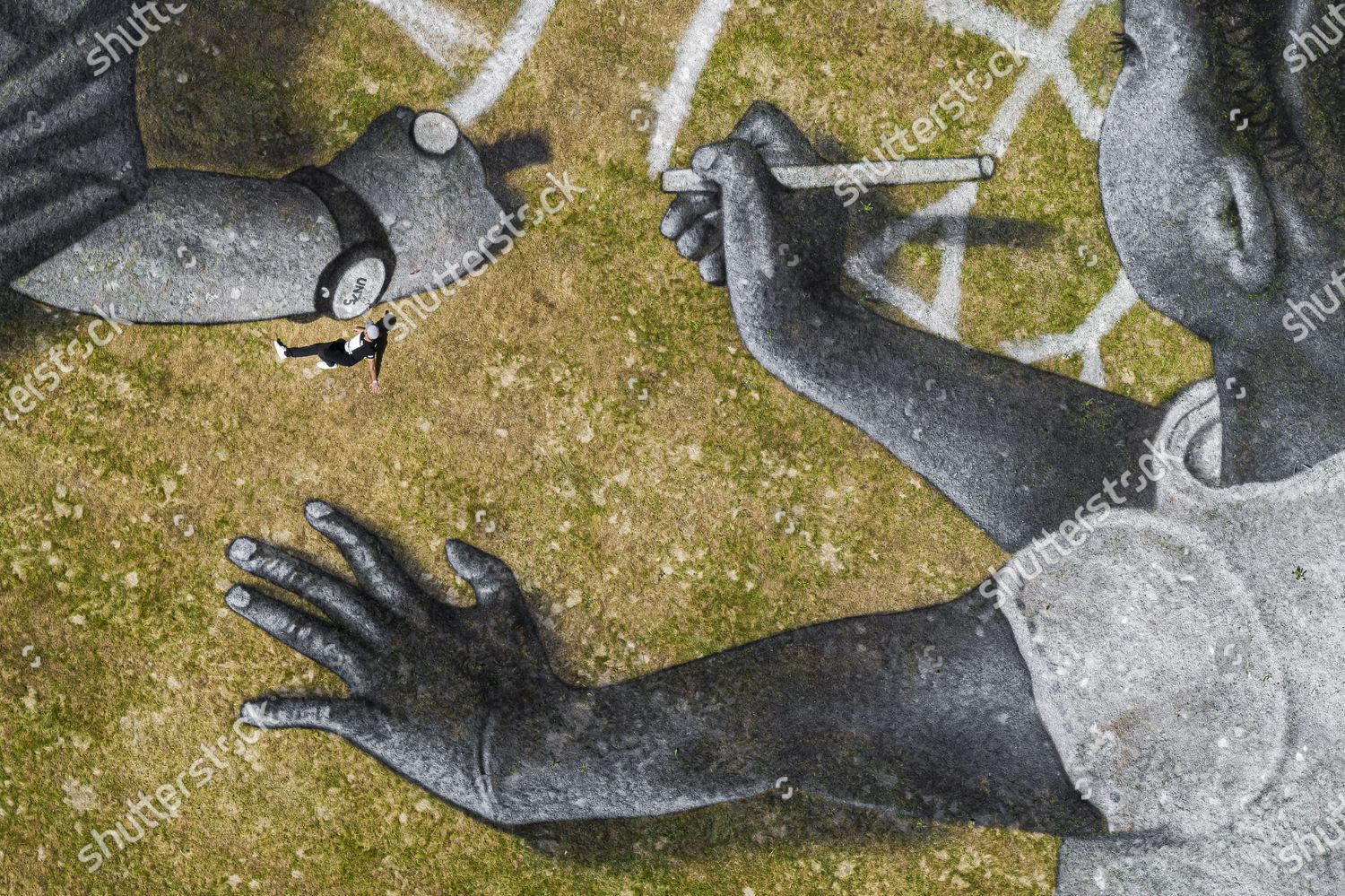 Swiss French Artist Saype Poses His Editorial Stock Photo - Stock Image ...