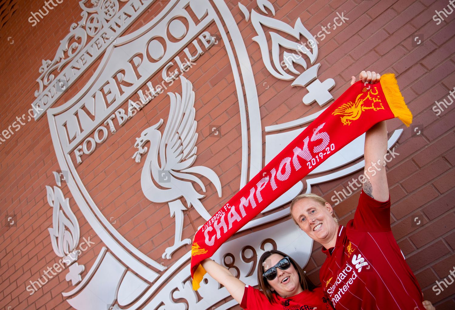 Liverpool Fc Fans Grin They Pose Editorial Stock Photo - Stock Image ...