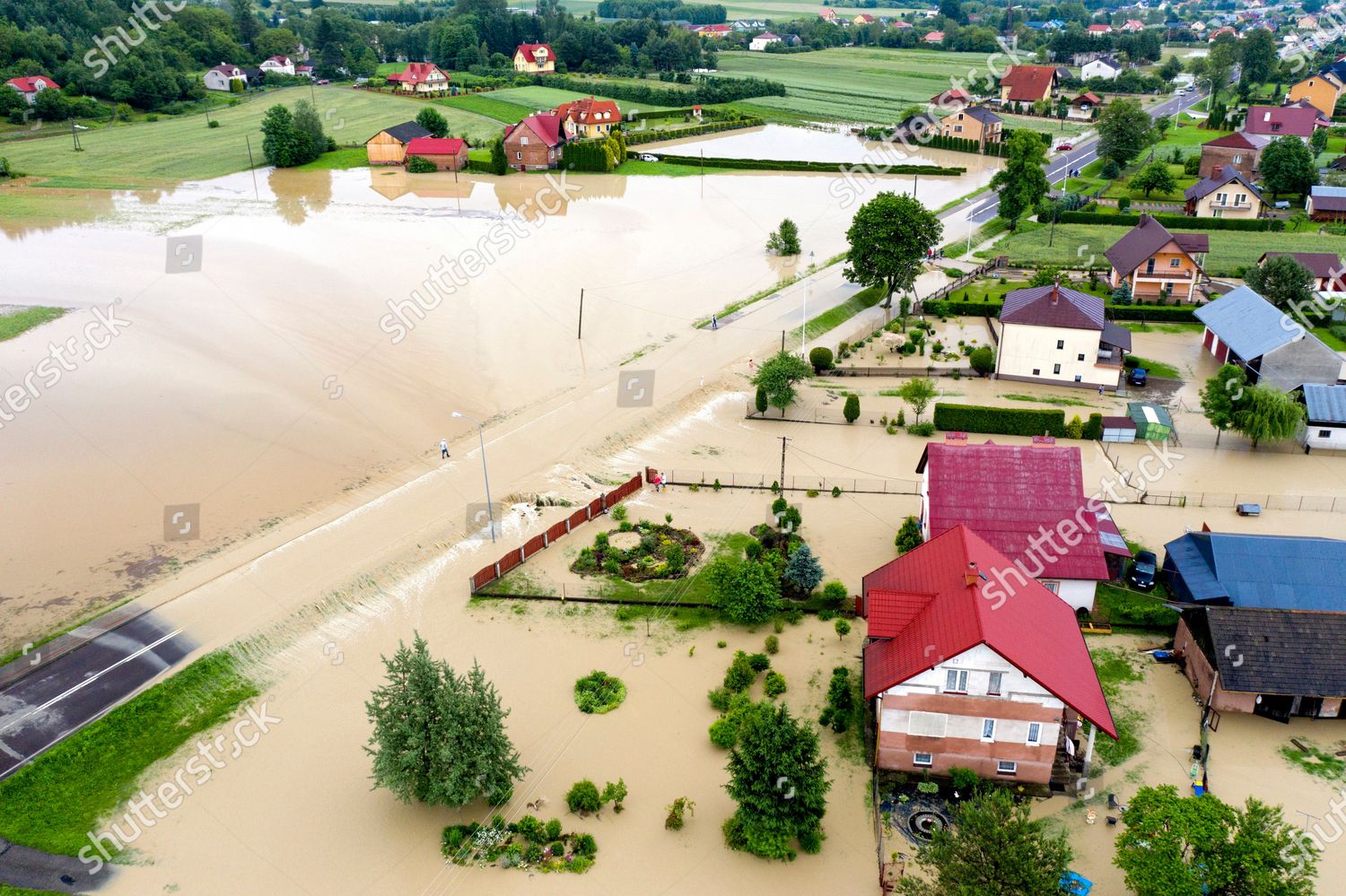 Picture Taken Drone Shows Flood Village Editorial Stock Photo - Stock ...