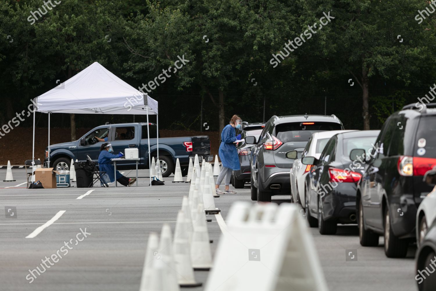 People Wait Long Line Drive Thru Editorial Stock Photo - Stock Image ...