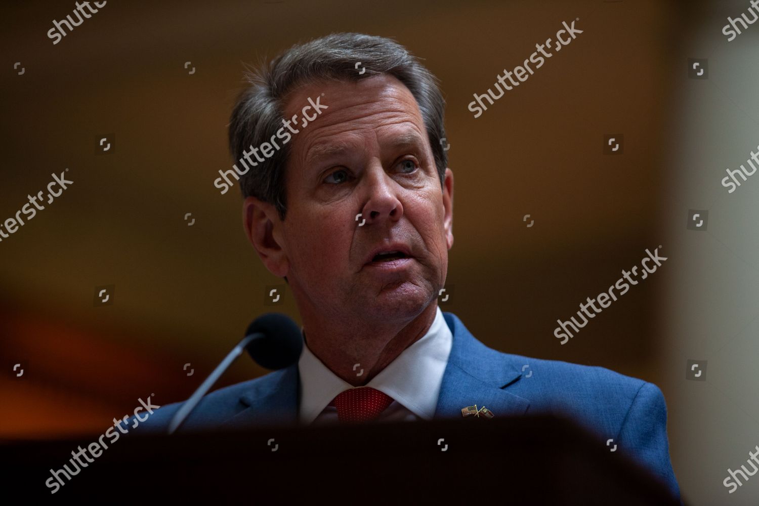 Governor Brian Kemp Speaks Media Representatives Editorial Stock Photo ...