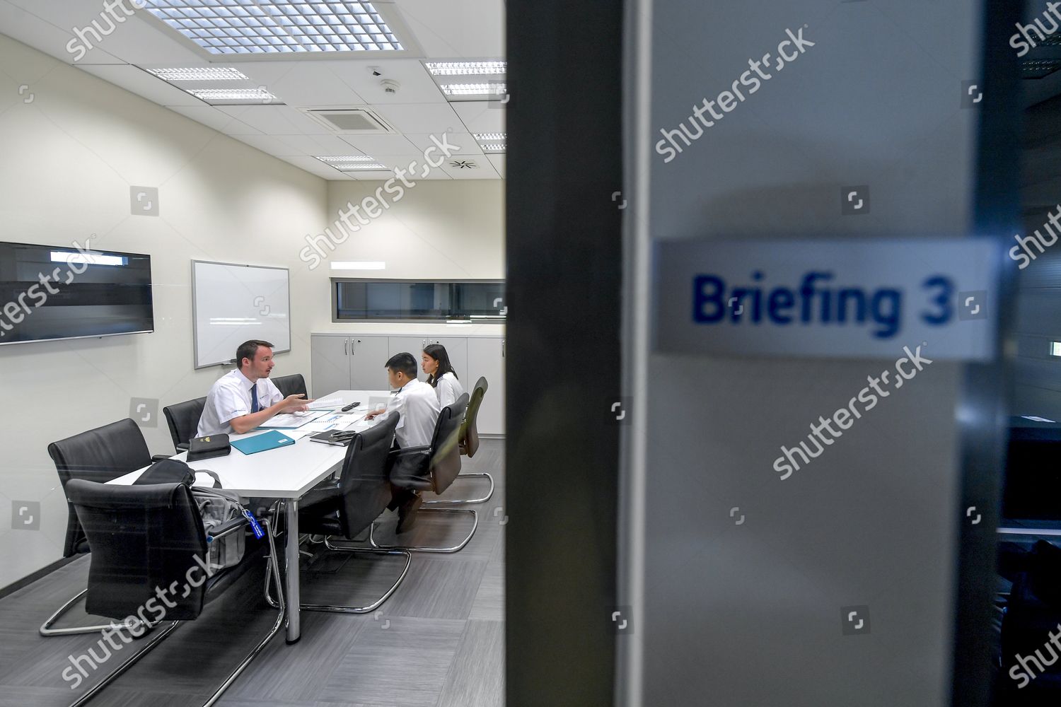 Pilot Students Participate Pretakeoff Briefing Their Editorial Stock ...