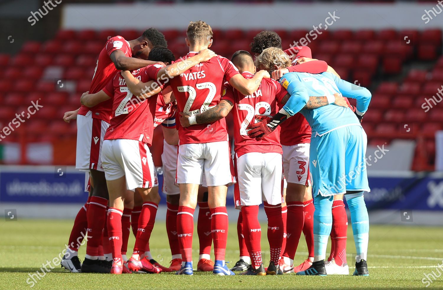 Nottingham Forest Have Group Huddle Before Editorial Stock Photo ...