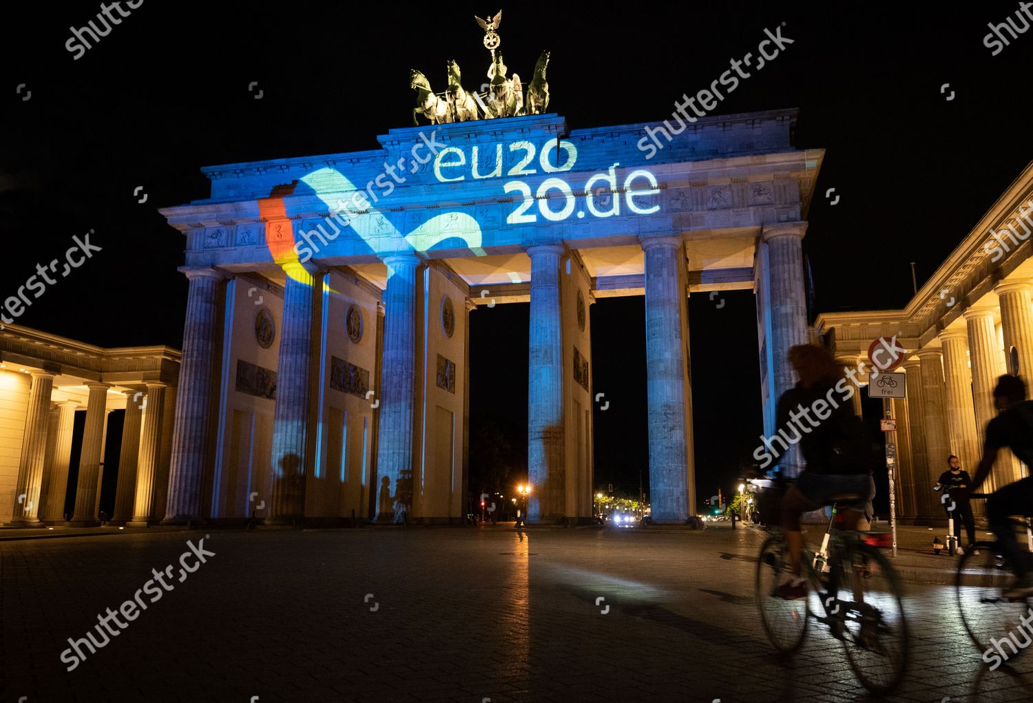 Brandenburg Gate Illuminated Animation Logo Motto Editorial Stock Photo ...