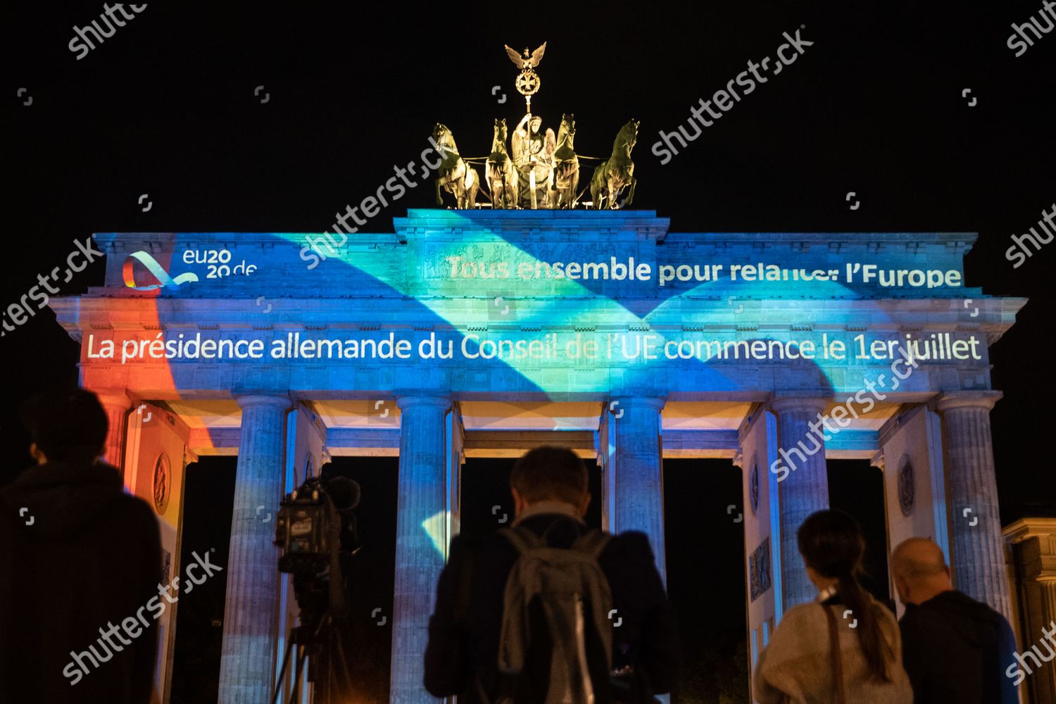 Brandenburg Gate Illuminated Animation Logo Motto Editorial Stock Photo ...