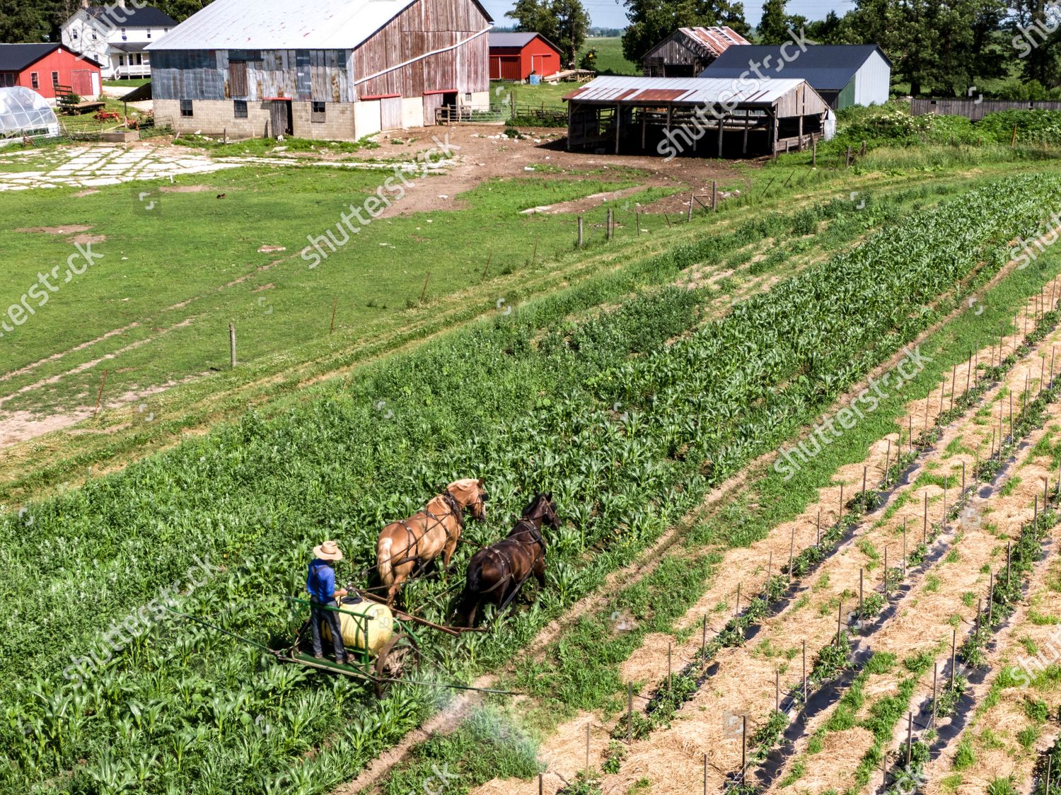 Aerial Photo Made Drone Shows Amish Editorial Stock Photo - Stock Image ...