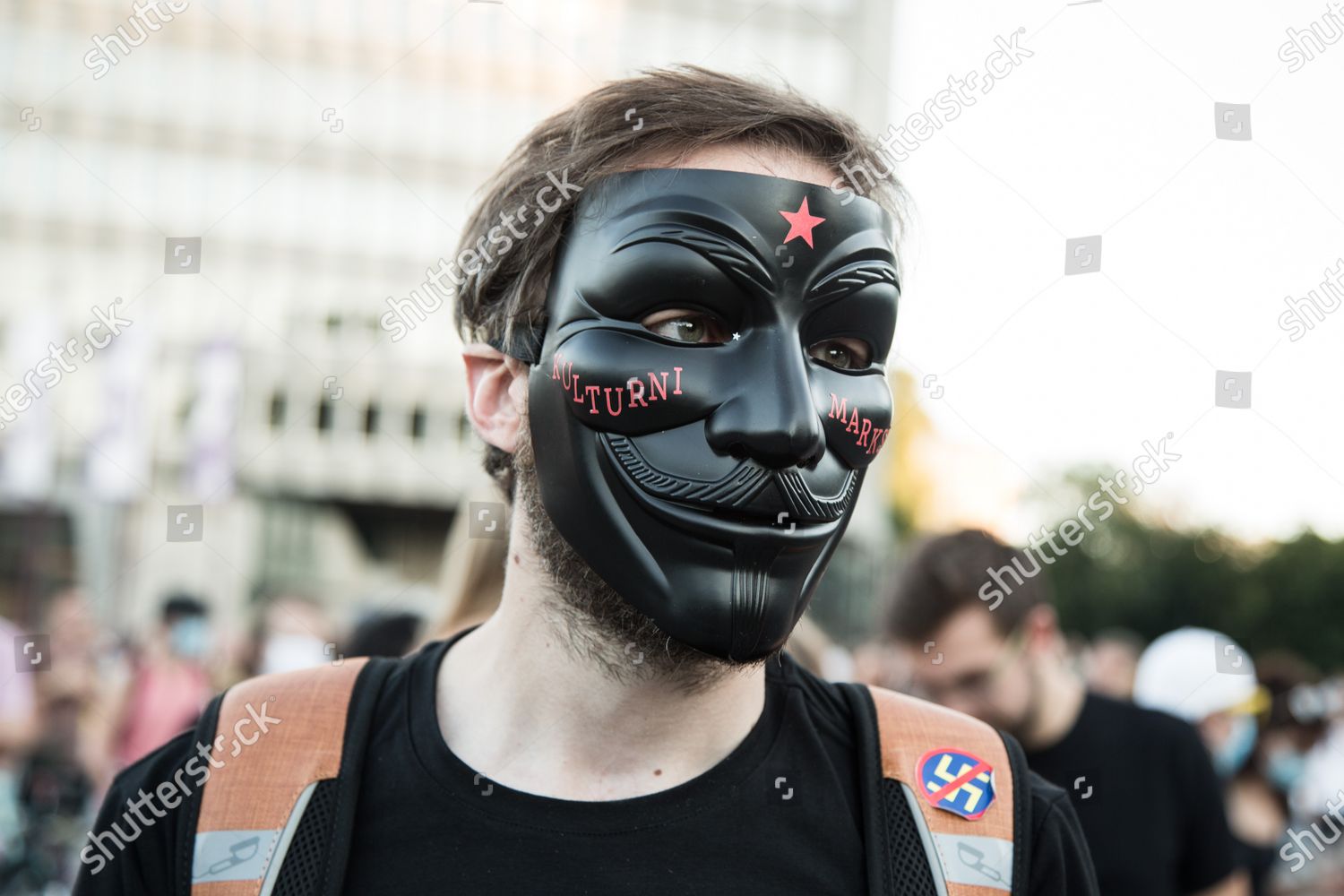 PROTESTER WEARING BLACK GUY FAWKES MASK Editorial Stock Photo - Stock ...