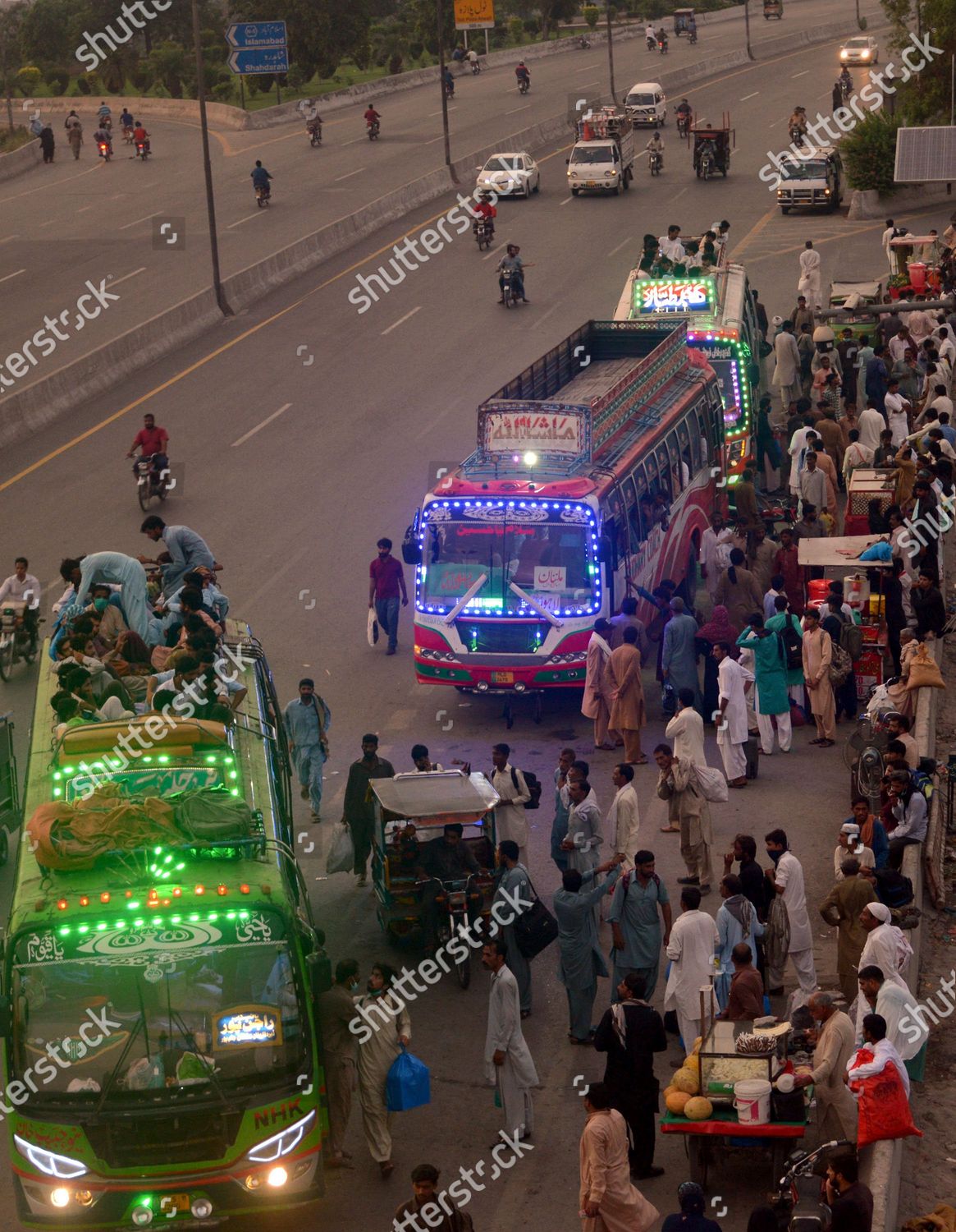 Pakistani Passengers Travel On Rooftop Bus Editorial Stock Photo ...