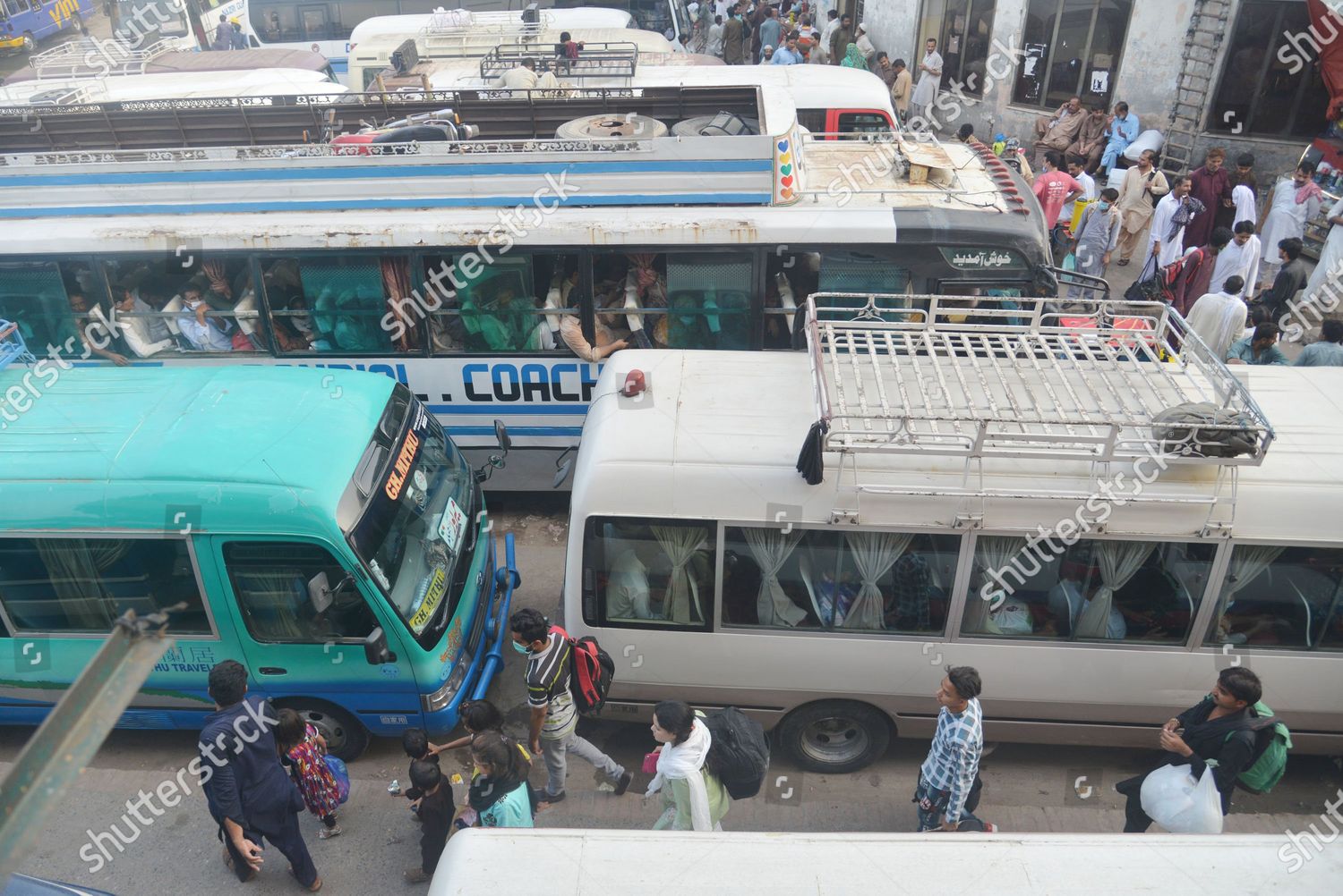 Pakistani Passengers Travel On Rooftop Bus Editorial Stock Photo ...