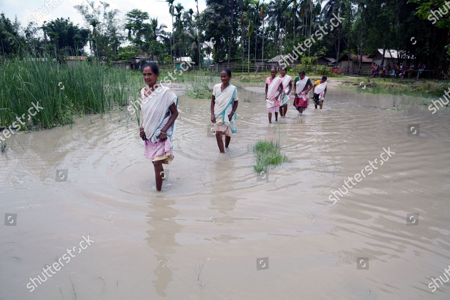 Villagers Walk Through Flood Water Flood Editorial Stock Photo - Stock ...