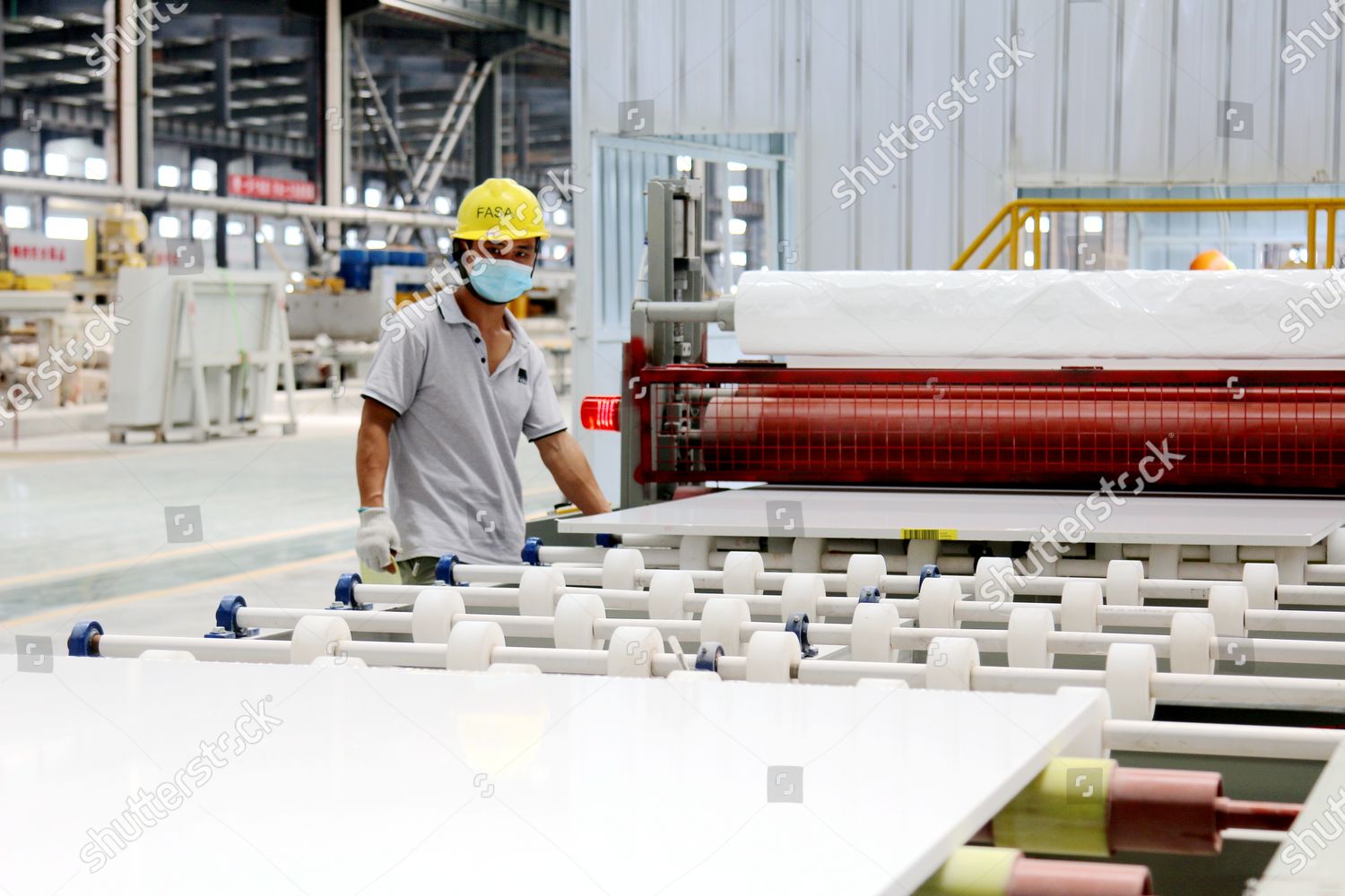 Worker Processes Quartz Plates On Production Editorial Stock Photo ...