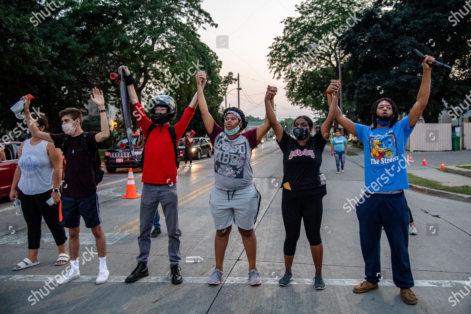 Protesters Hold Hands Line They Gather Editorial Stock Photo - Stock ...