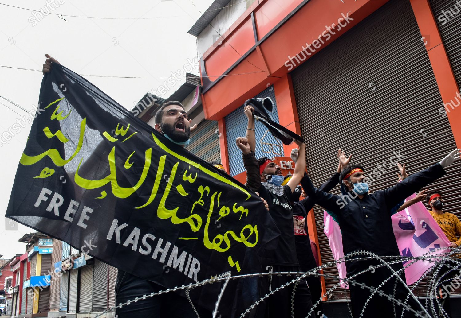 Kashmiri Shiite Muslim Holds Banner While Editorial Stock Photo - Stock ...