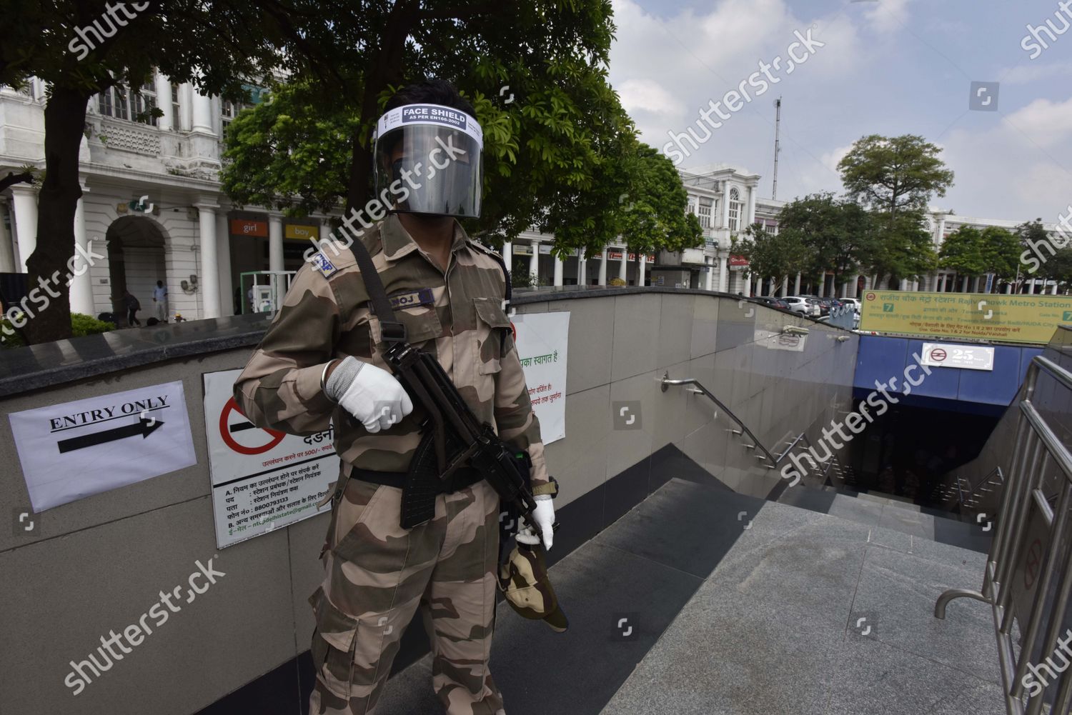 Security Official Wearing Faceshield Stands Guard Editorial Stock Photo ...