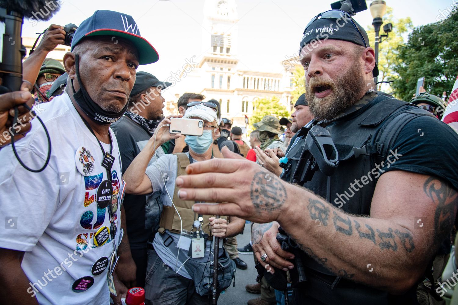 Protesters Face Off Angry Viking Right Editorial Stock Photo - Stock ...
