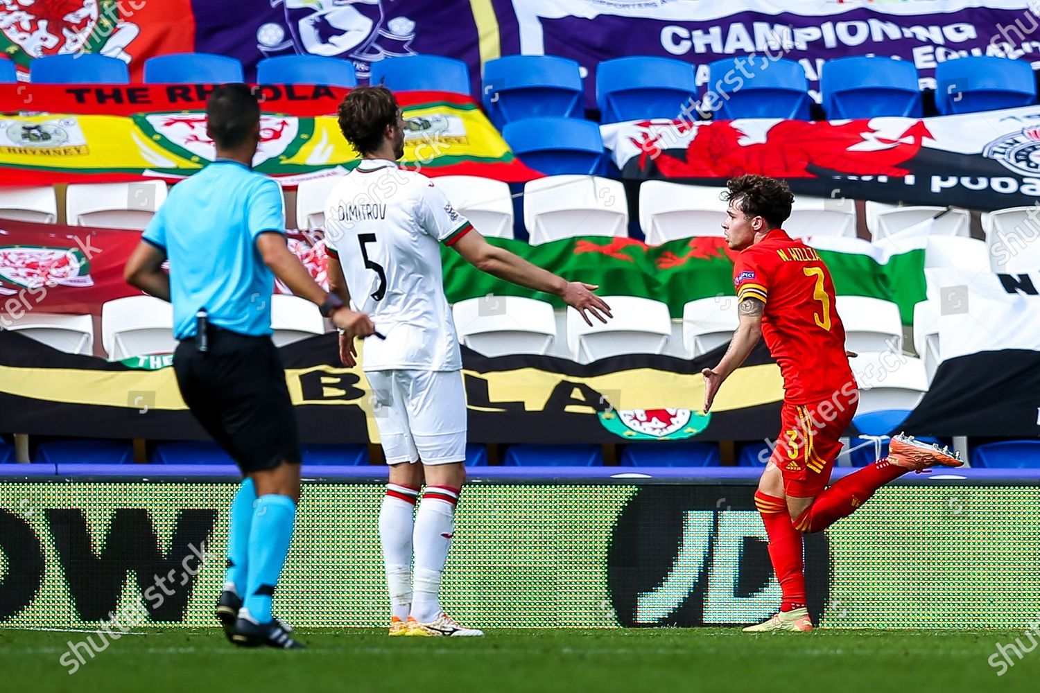 Neco Williams Wales Celebrates Scoring Injury Editorial Stock Photo ...
