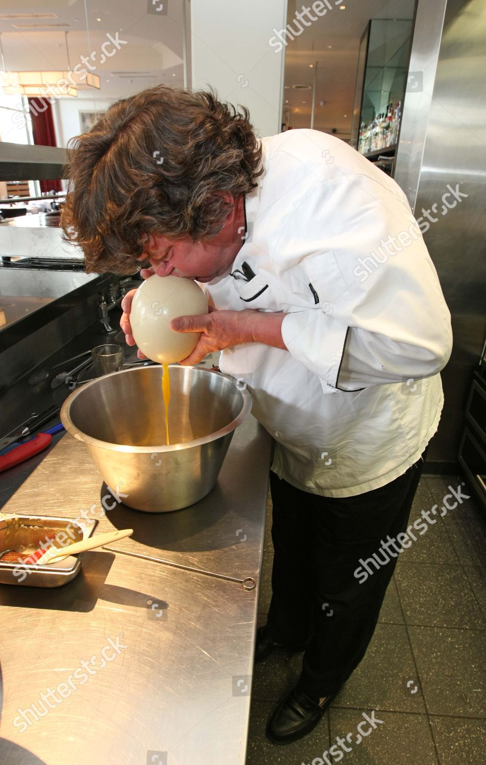 Chef Rowley Leigh Prepares Ostrich Egg Editorial Stock Photo - Stock ...