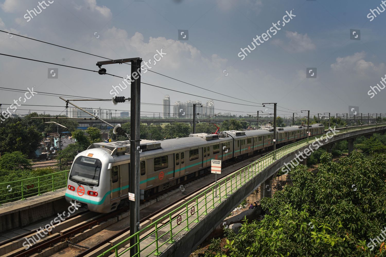 Aqua Line Metro Train Approaches Inderlok Editorial Stock Photo - Stock ...