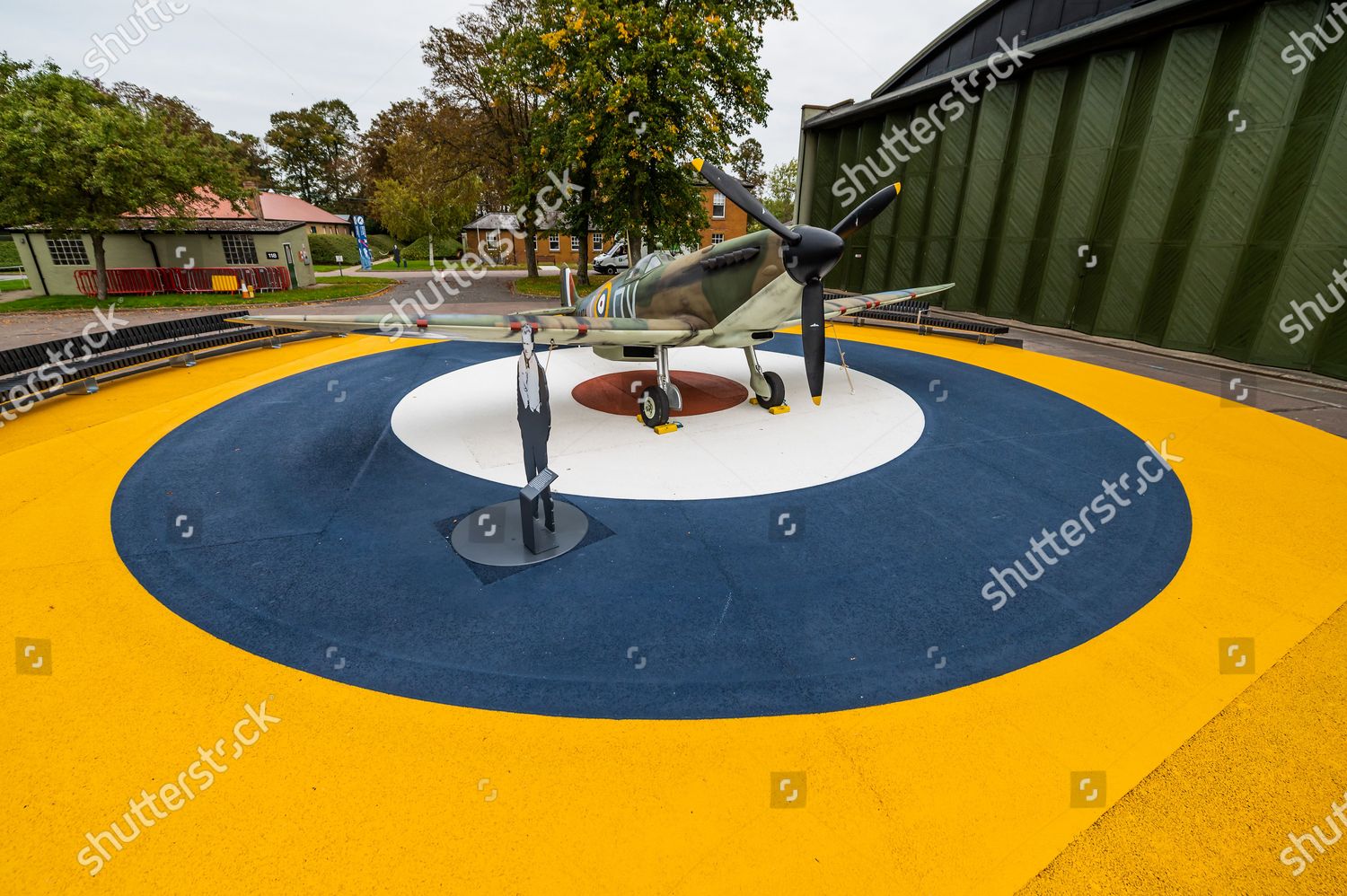 Replica Spitfire On Huge Raf Roundel Editorial Stock Photo - Stock ...