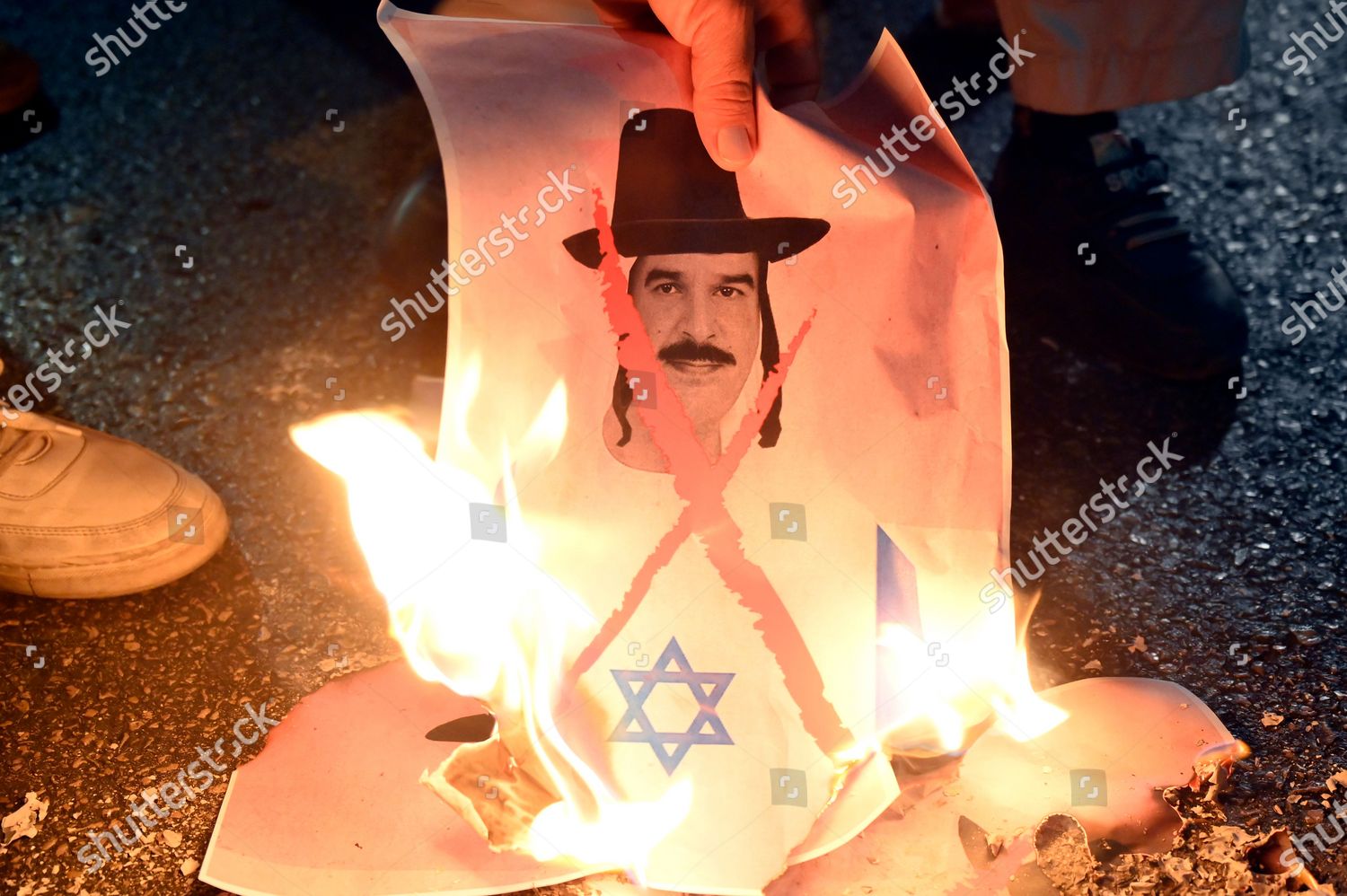 Protestors Burn Posters Depicting King Hamad Editorial Stock Photo ...