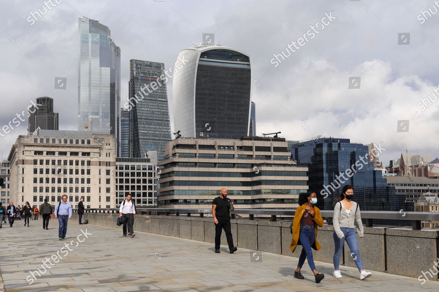 People Walk Across London Bridge London Editorial Stock Photo - Stock ...