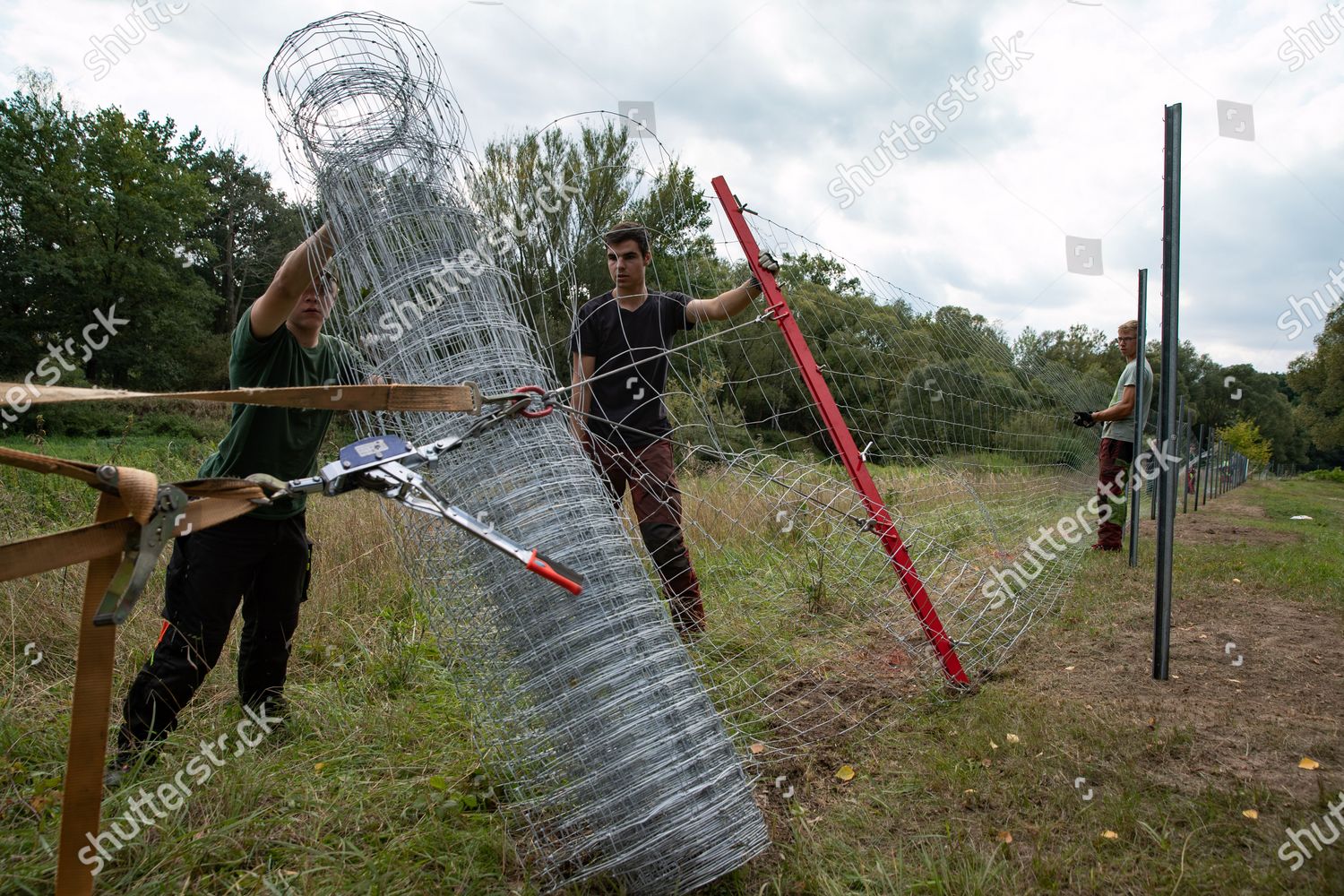 People Build Metal Fences Against African Editorial Stock Photo - Stock ...