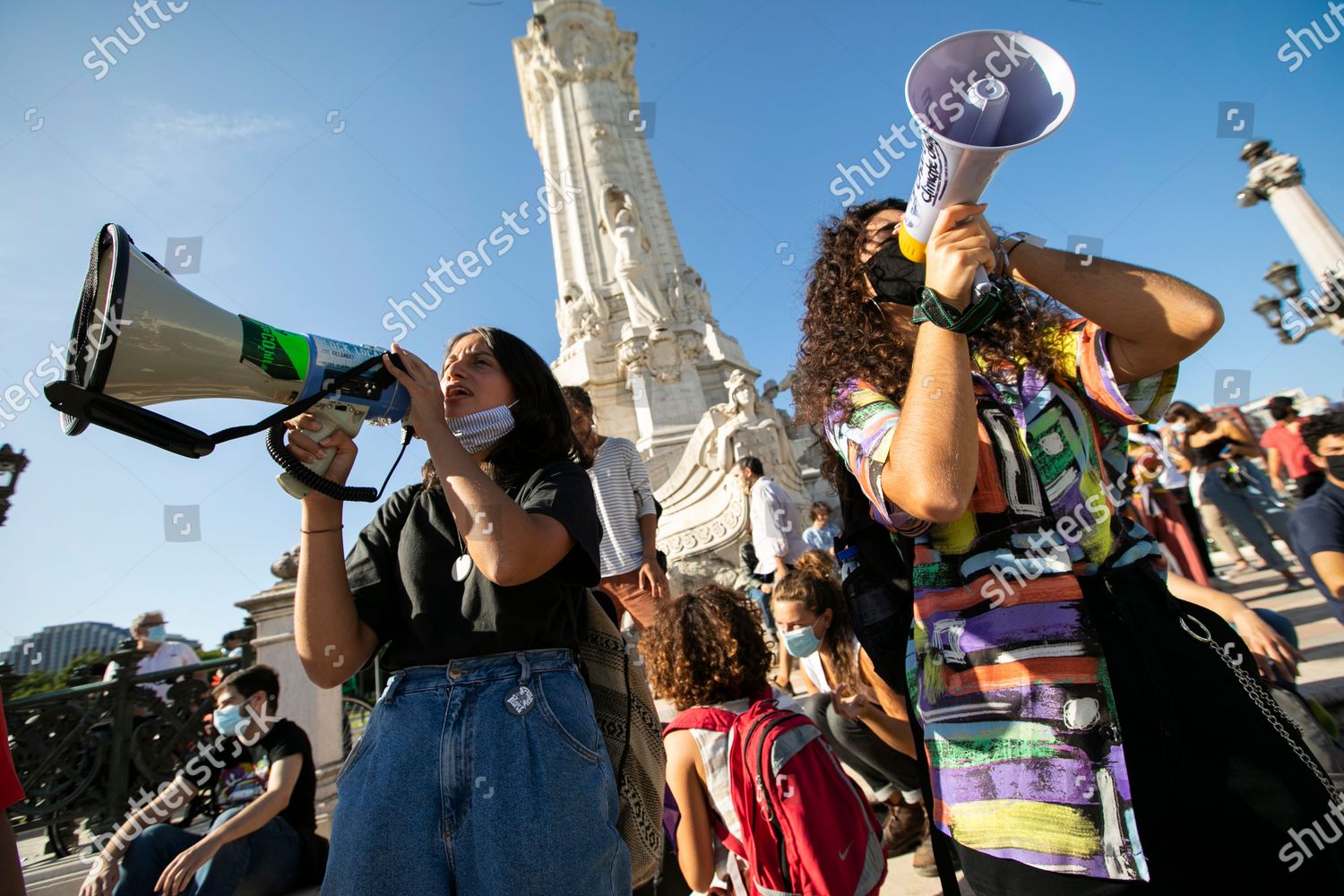 Protesters Shouting Slogans On Megaphones During Editorial Stock Photo ...