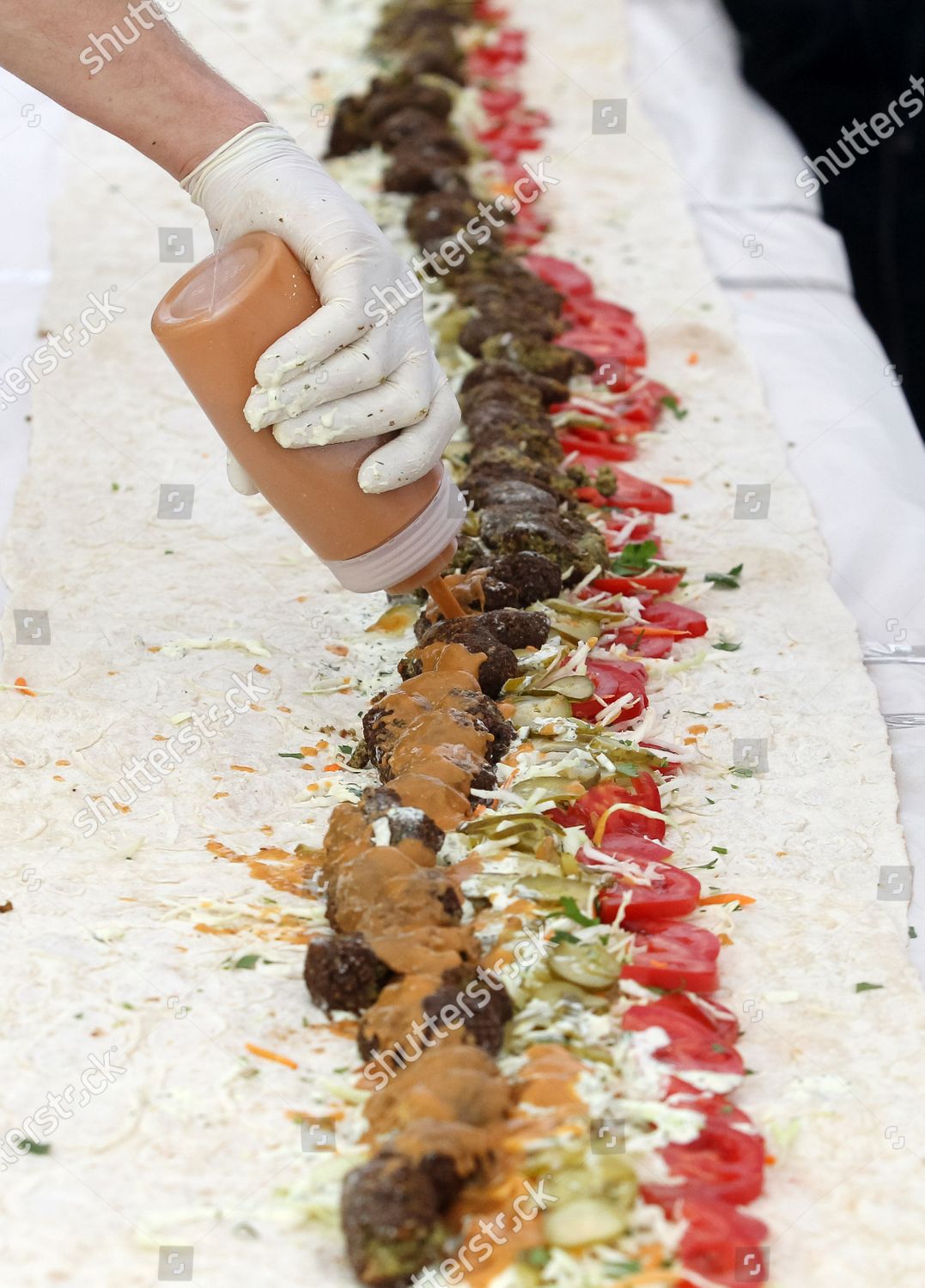 Participant Making Longest Vegetarian Shawarma Recordbreaking Editorial ...