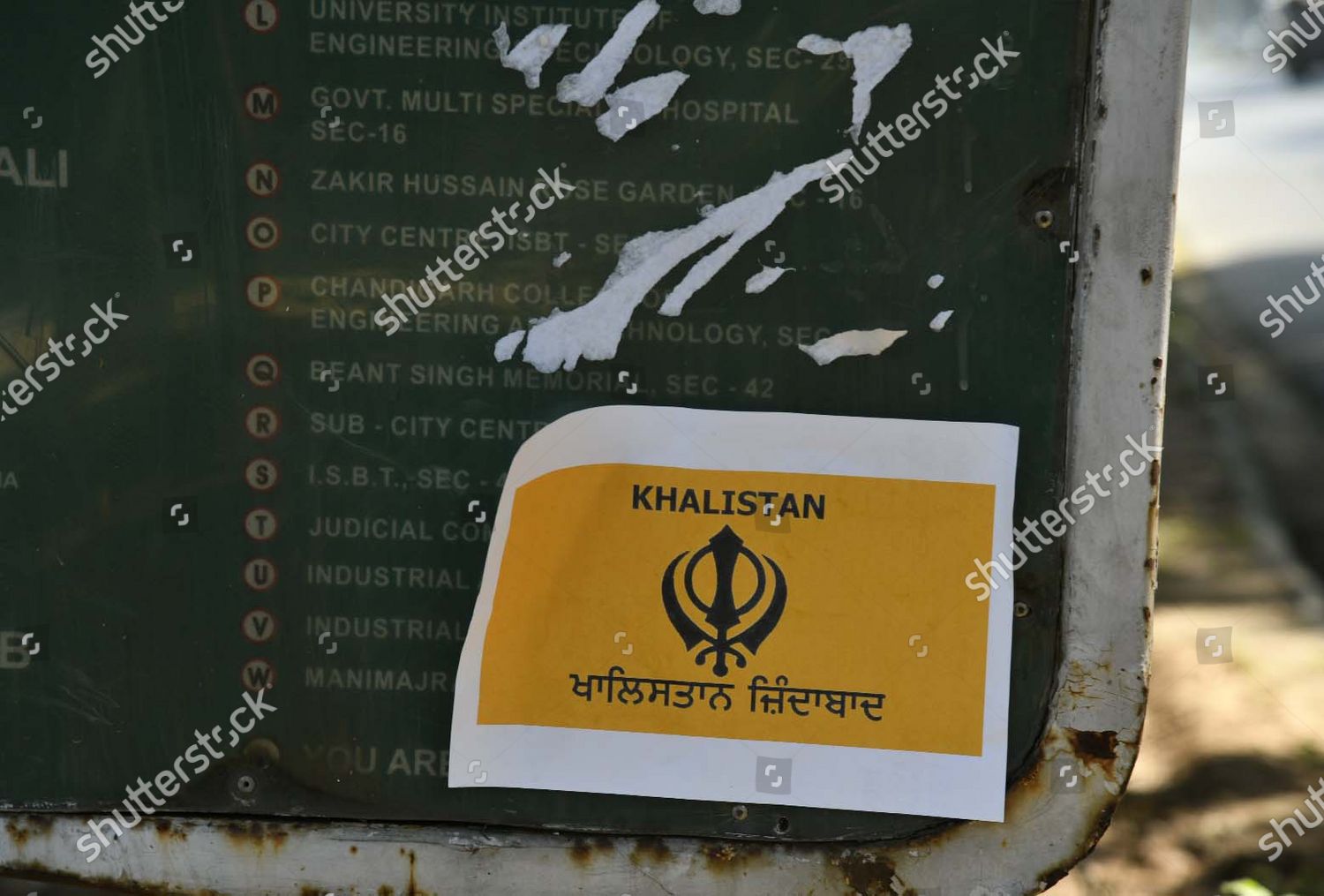 Sticker Khalistan Stuck On Signboard Sector Editorial Stock Photo ...