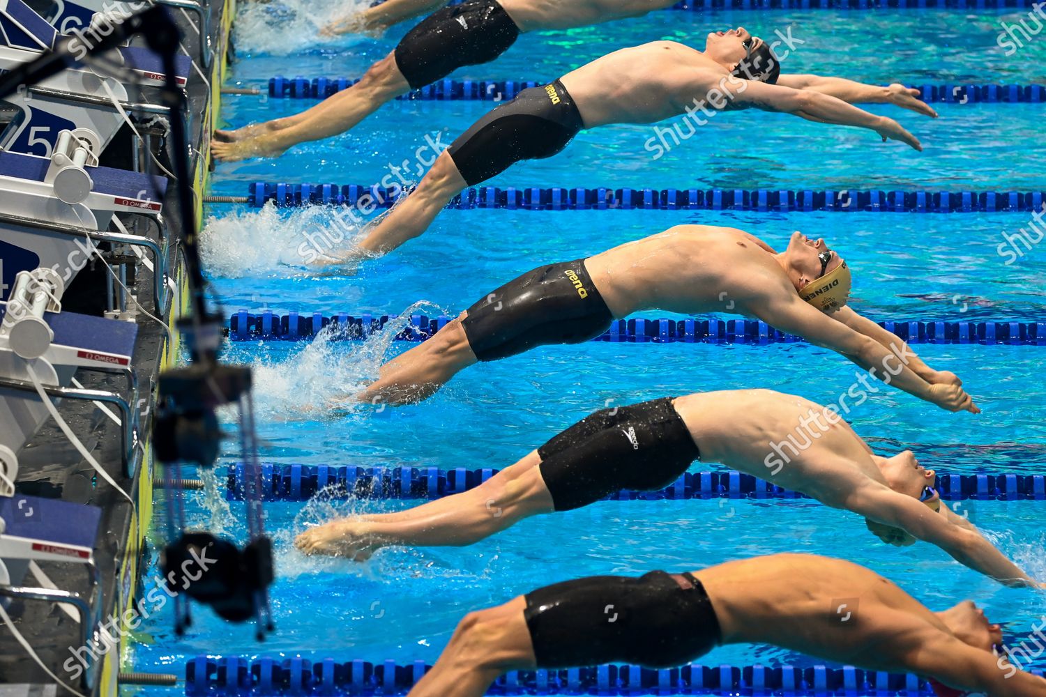 Swimmers Action Start Mens 200m Backstroke Editorial Stock Photo ...