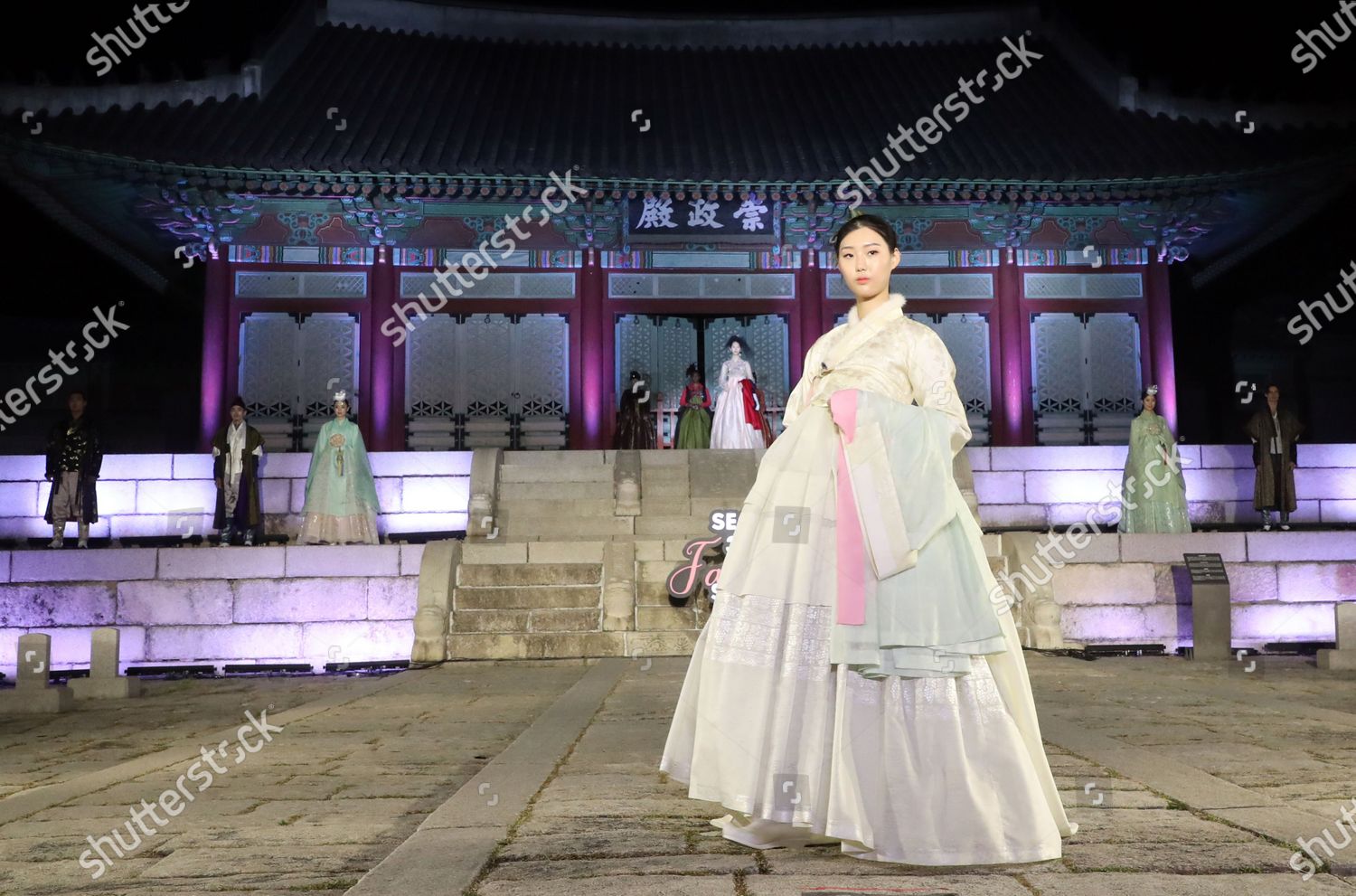 Model Wearing Modernized Hanbok Traditional Korean Editorial Stock ...