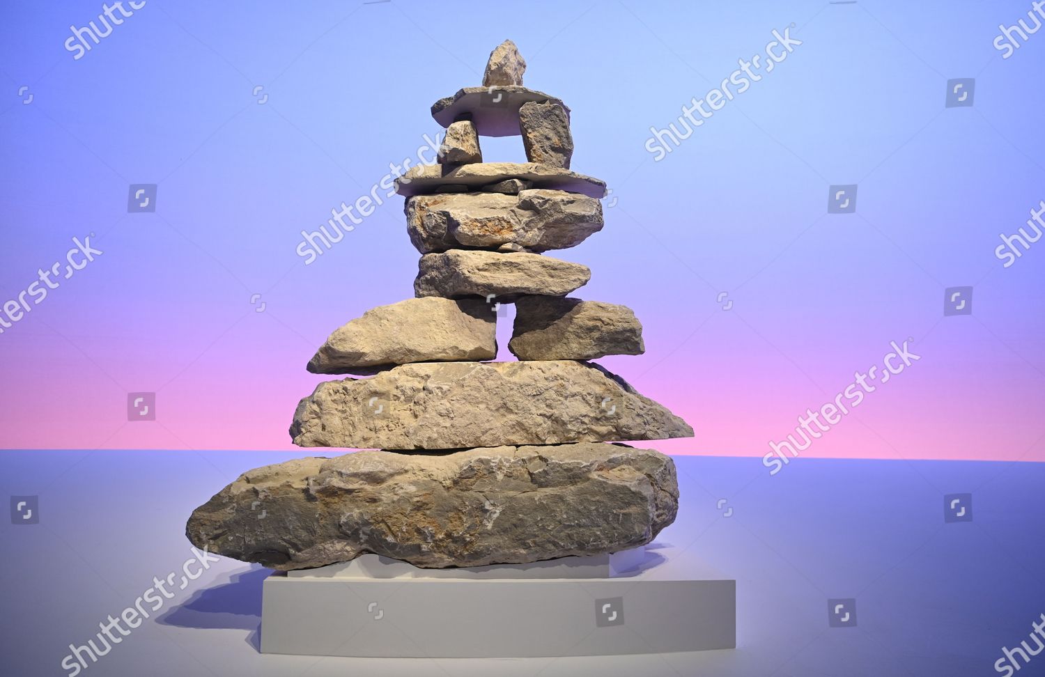 Inuksuk Sculpture Stone Cairn Built By Editorial Stock Photo - Stock ...