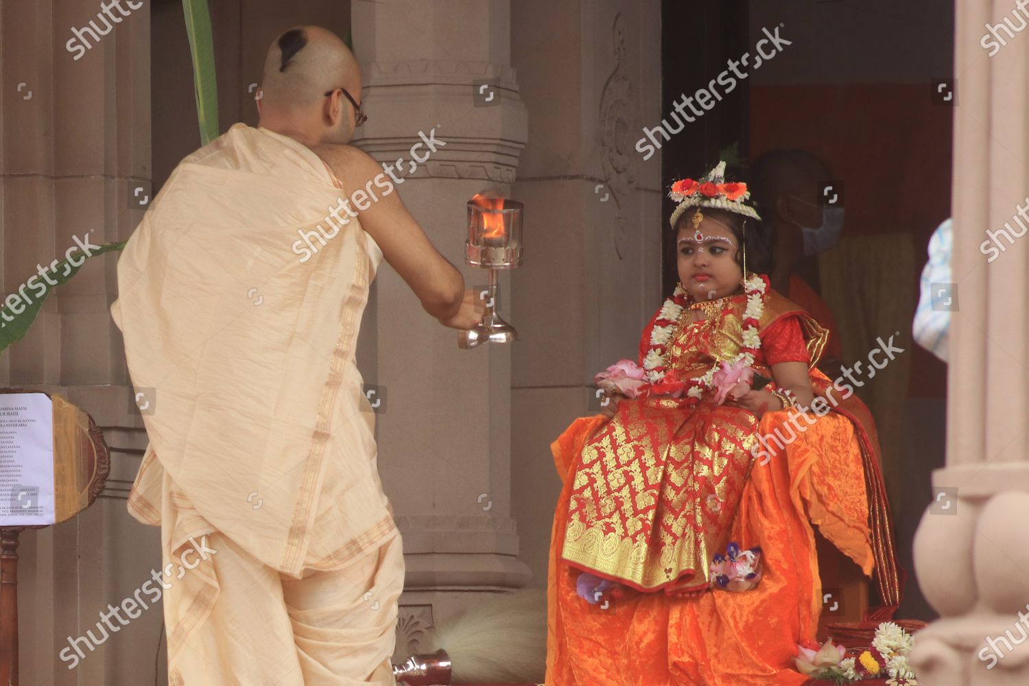 Indian Priest Worships Fiveyear Old Hindu Editorial Stock Photo - Stock ...