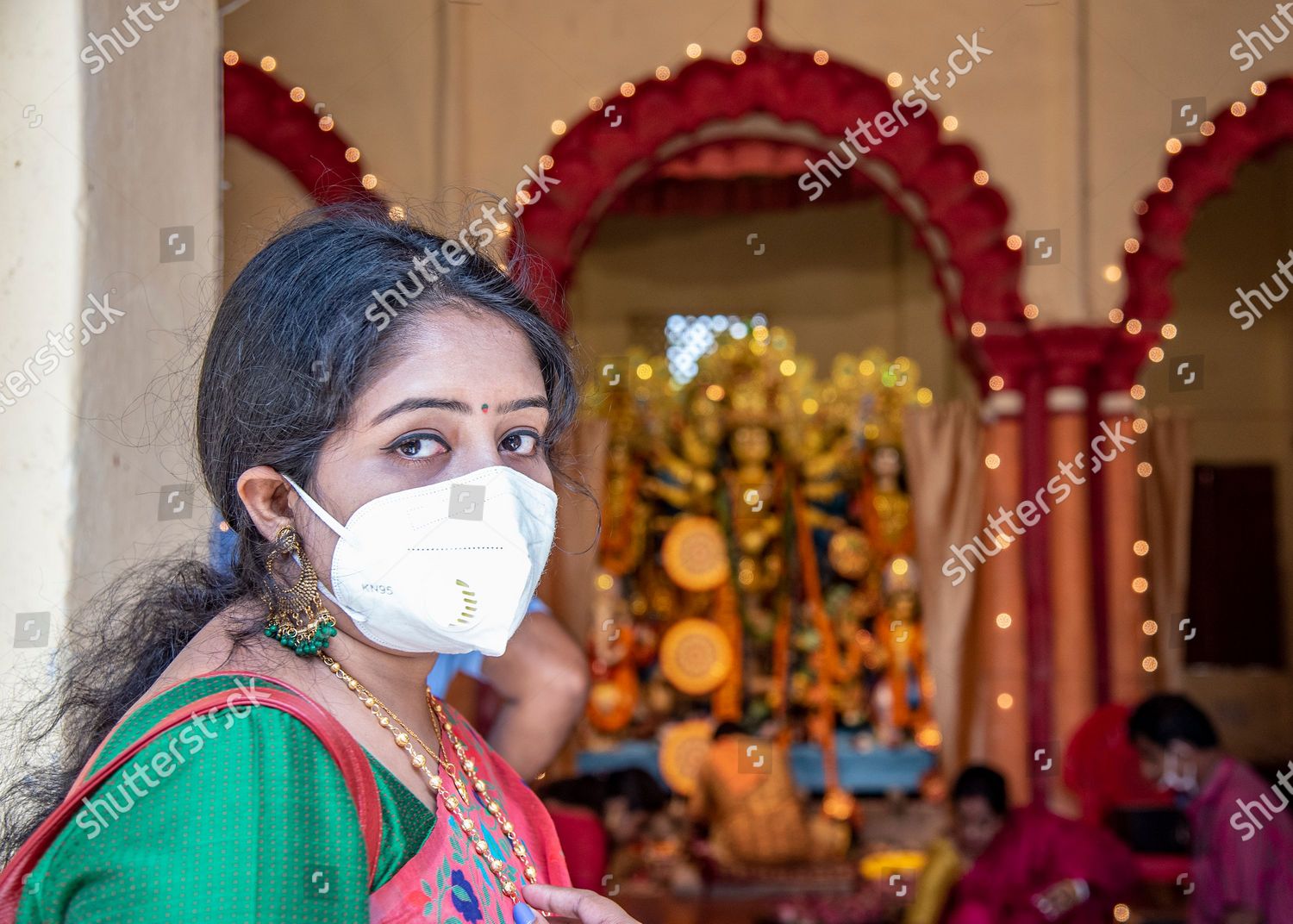 Devotee Wearing Face Musk Family Puja Editorial Stock Photo - Stock ...