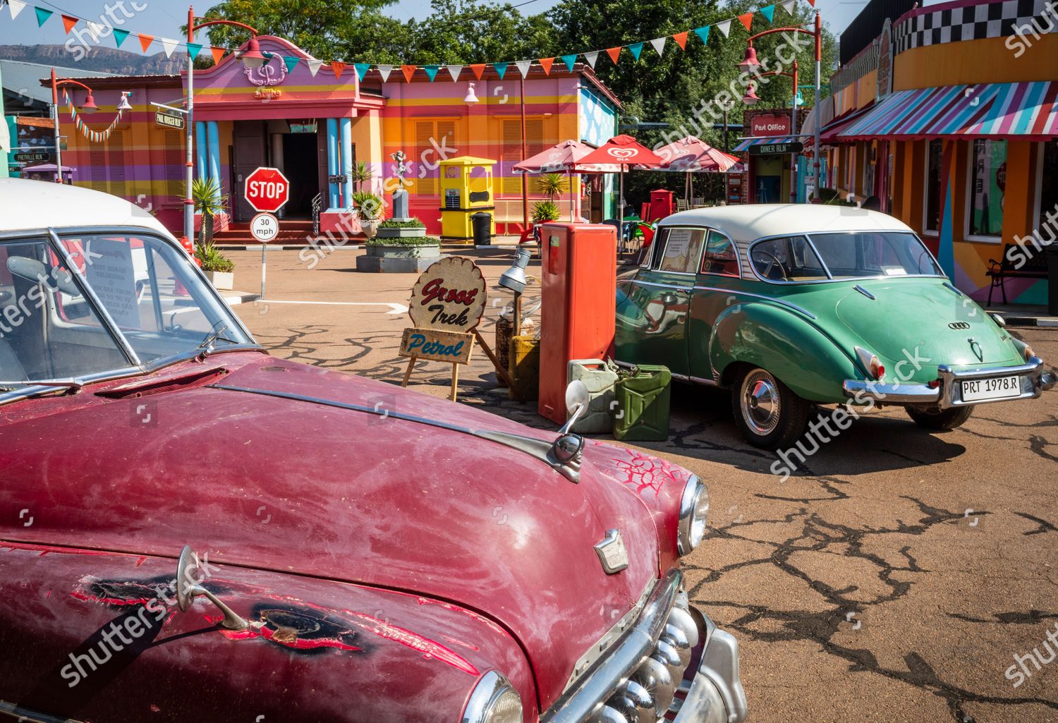 Old Retro Cars Pictured Infront Fake Editorial Stock Photo - Stock ...