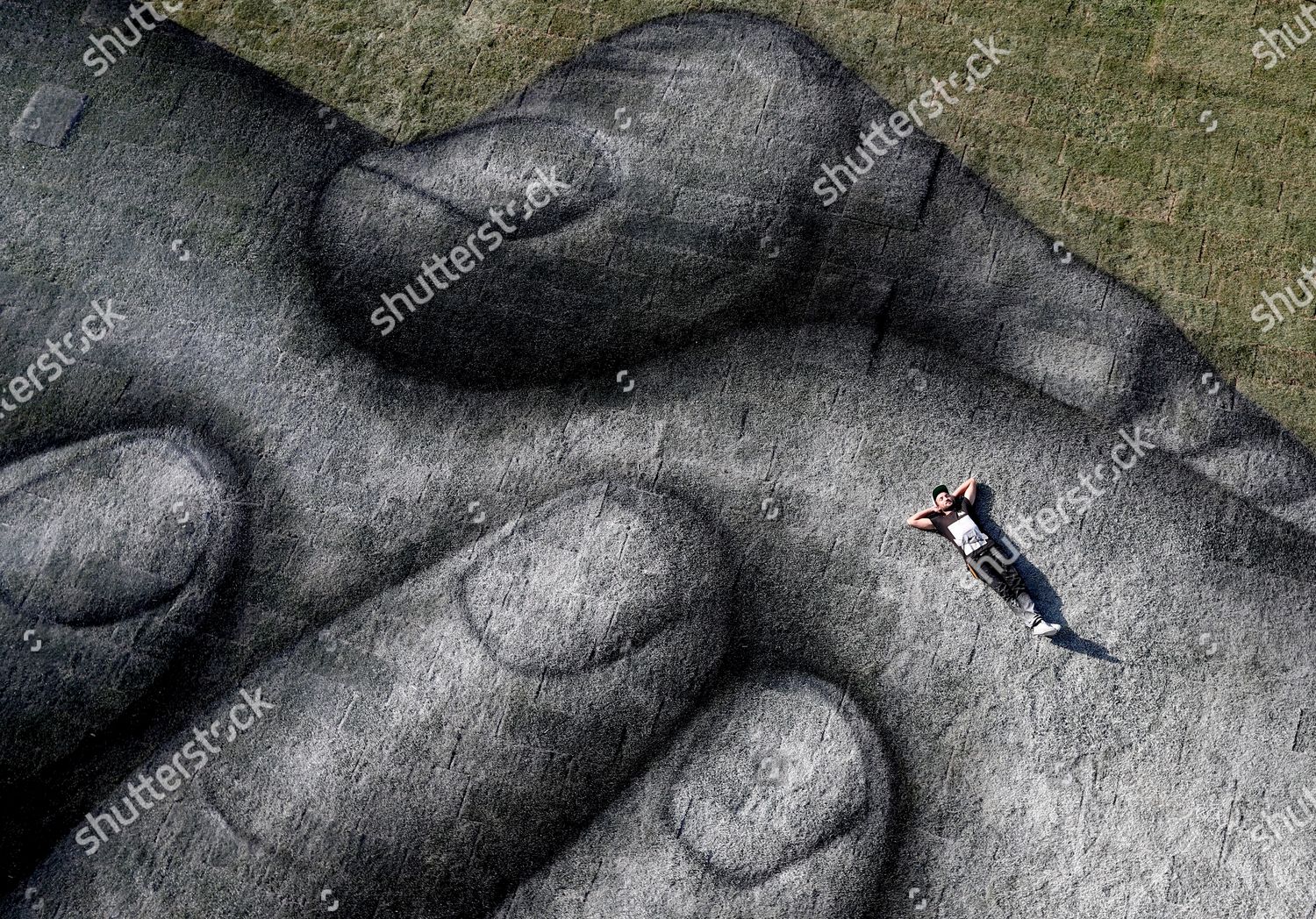 Frenchswiss Artist Saype Poses On His Editorial Stock Photo - Stock ...