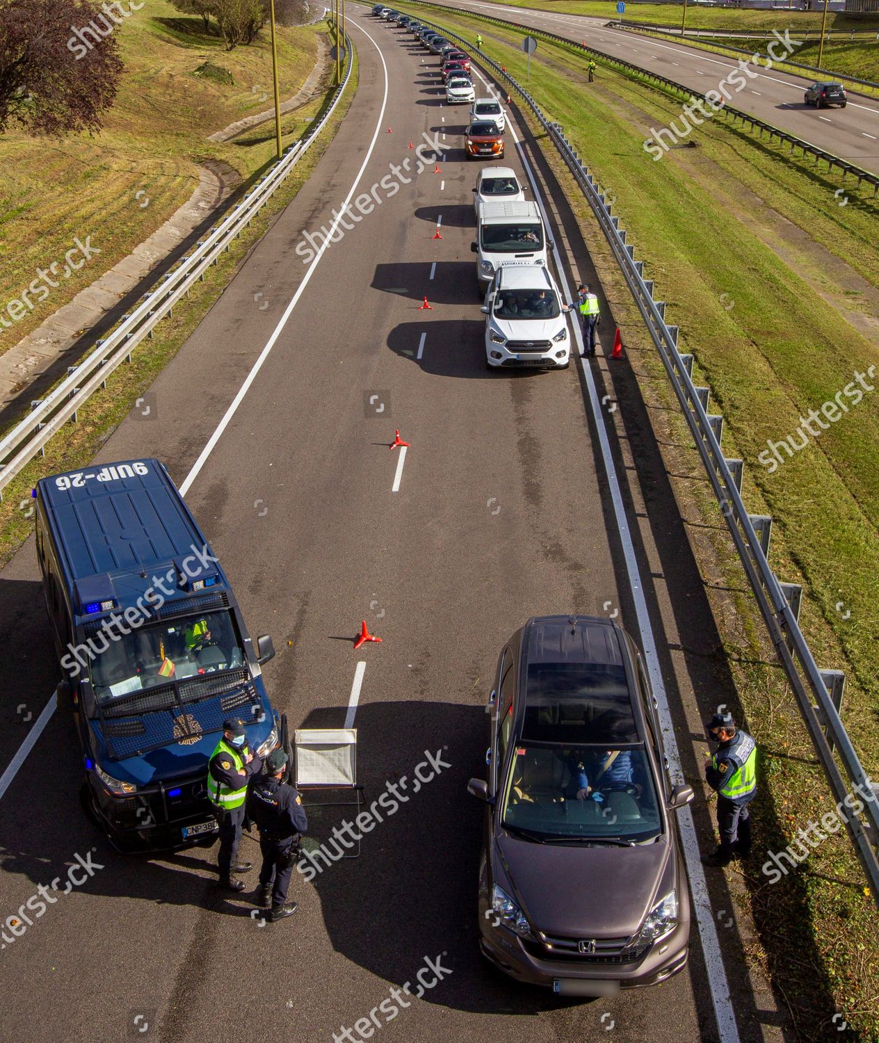 Police Officers Work Checkpoint Installed On Editorial Stock Photo ...