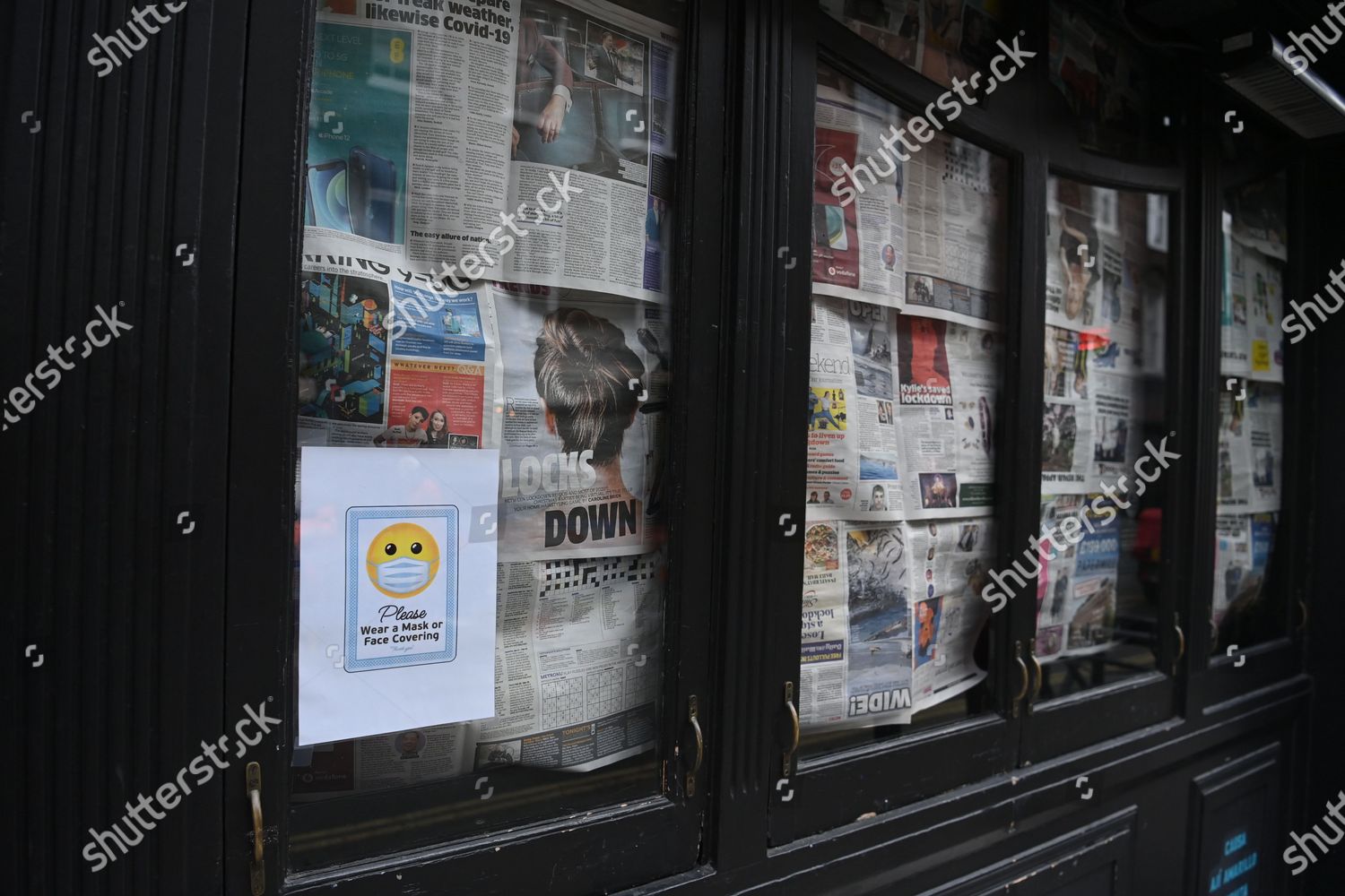 Business Windows Covered Newspaper London Britain Editorial Stock Photo ...