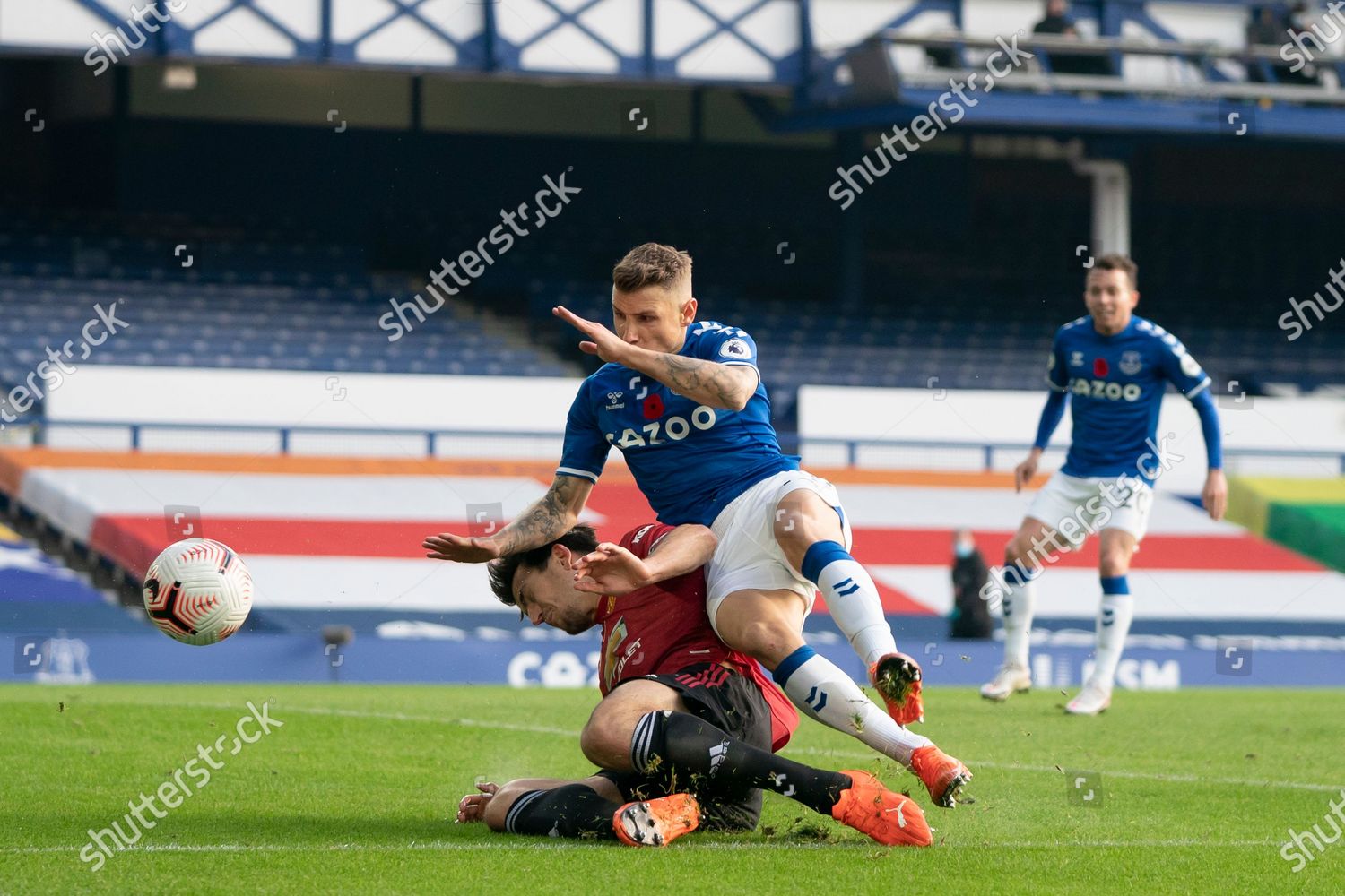 Evertons Lucas Digne Top Tackled Box Editorial Stock Photo - Stock Image | Shutterstock